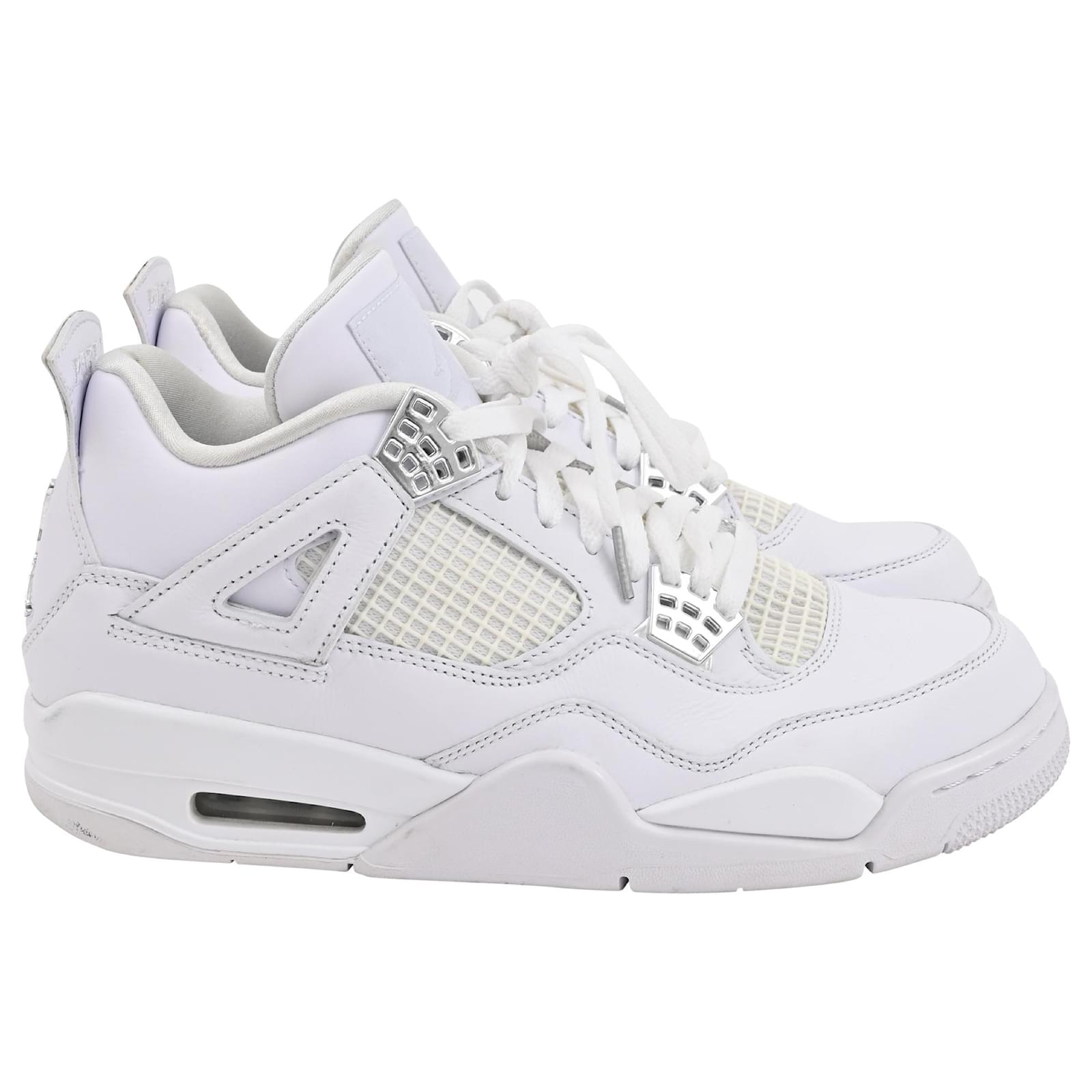 Nike Air Jordans 4 Retro Sneakers in Pure Money Leather White Cream ref ...