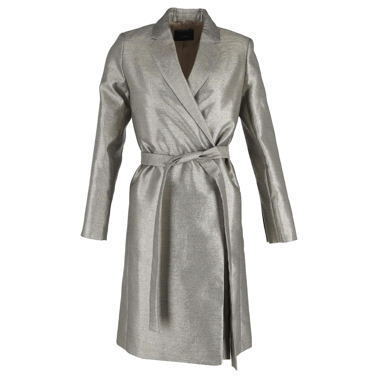 Joseph Wrap Trench Coat in Metallic Silver Satin Silvery ref.2582881 ...