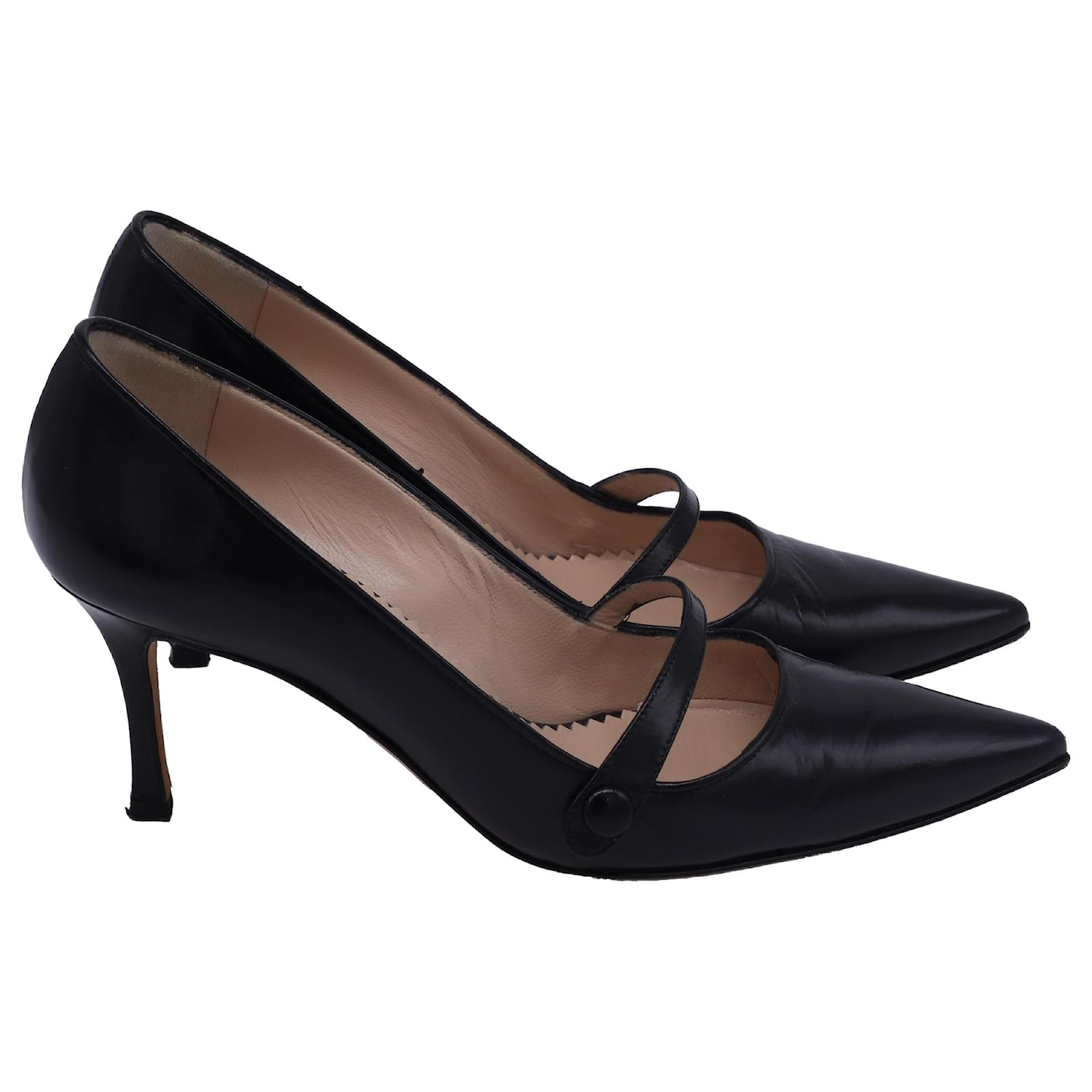 Manolo Blahnik Mary Jane Pointed-Toe Pumps in Black Leather ref.2582894 ...