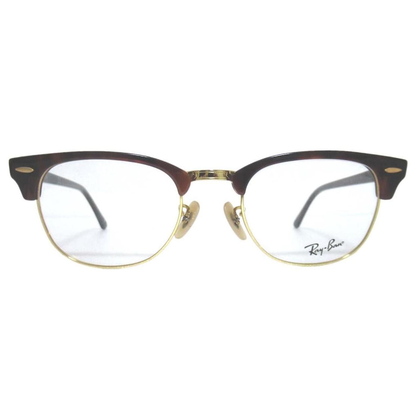 Ray-Ban Clubmaster Eyeglasses Brown Golden Plastic ref.2583234 - Joli ...