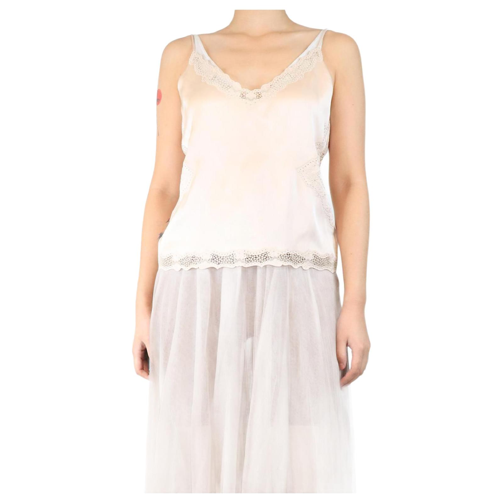 Loro Piana Débardeur en soie rose en dentelle - taille UK 10 ref ...