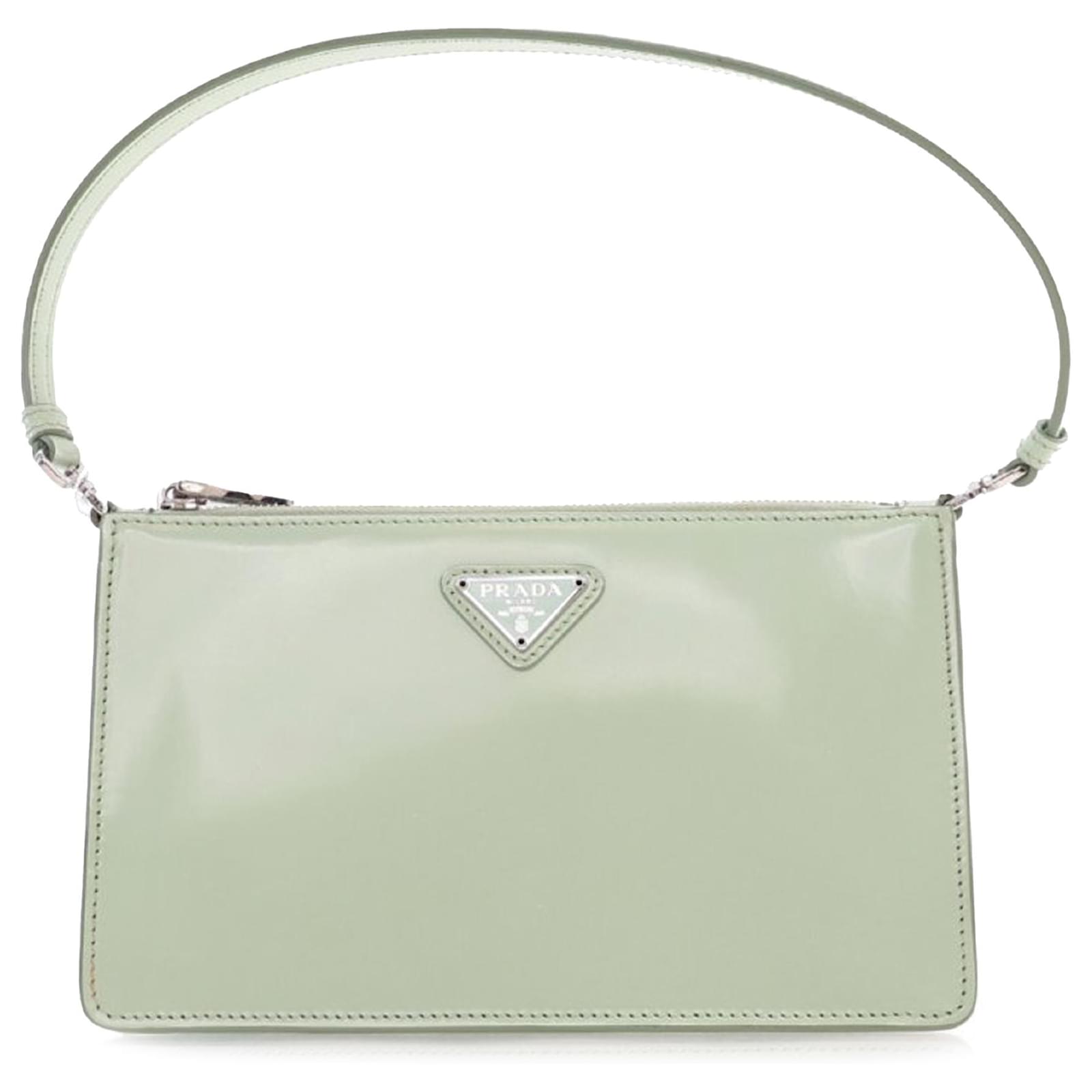 Prada Green Brushed Leather Shoulder Bag Light green Pony-style ...