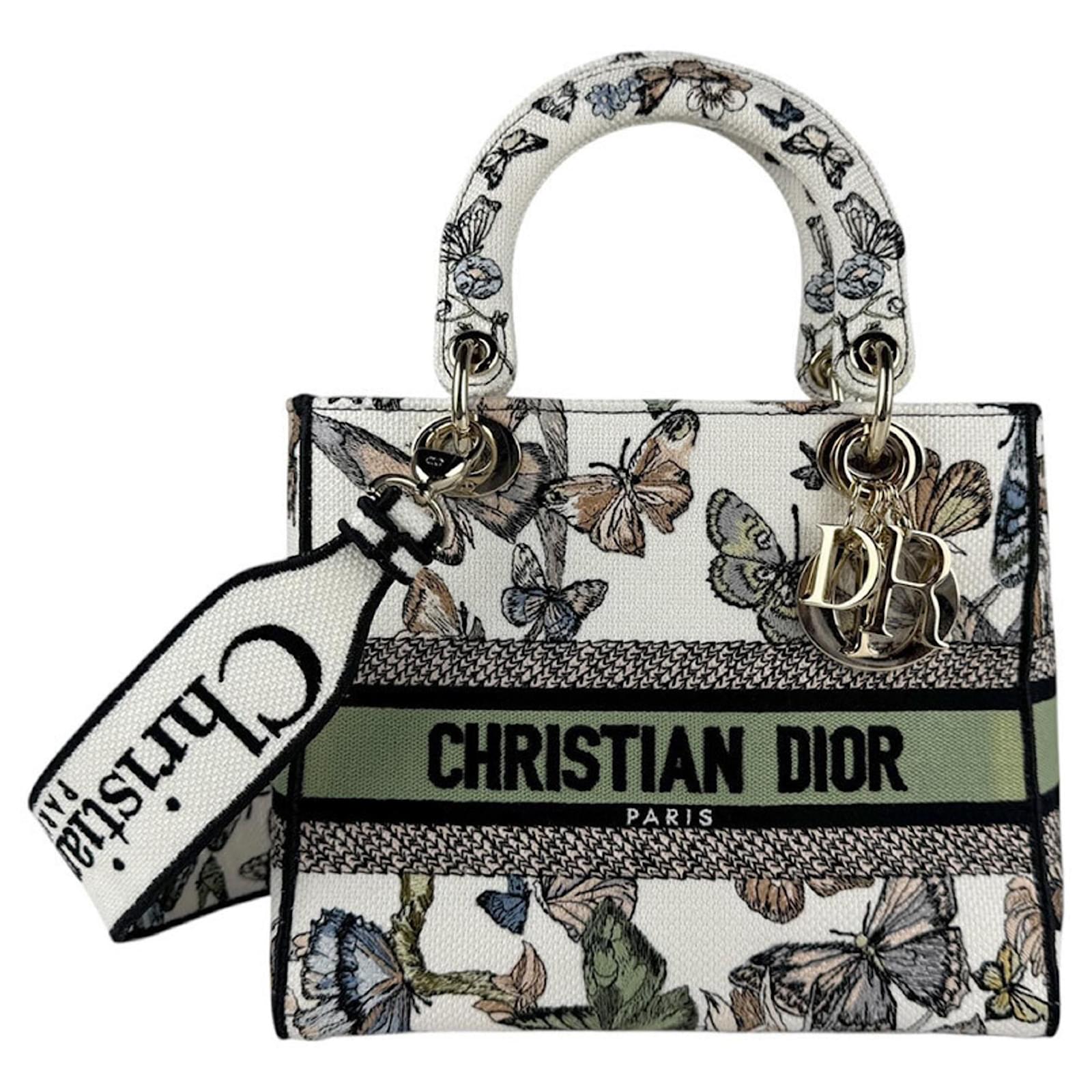 Christian Dior Lady Delight Canvas Handbag White Multiple colors Cloth ...