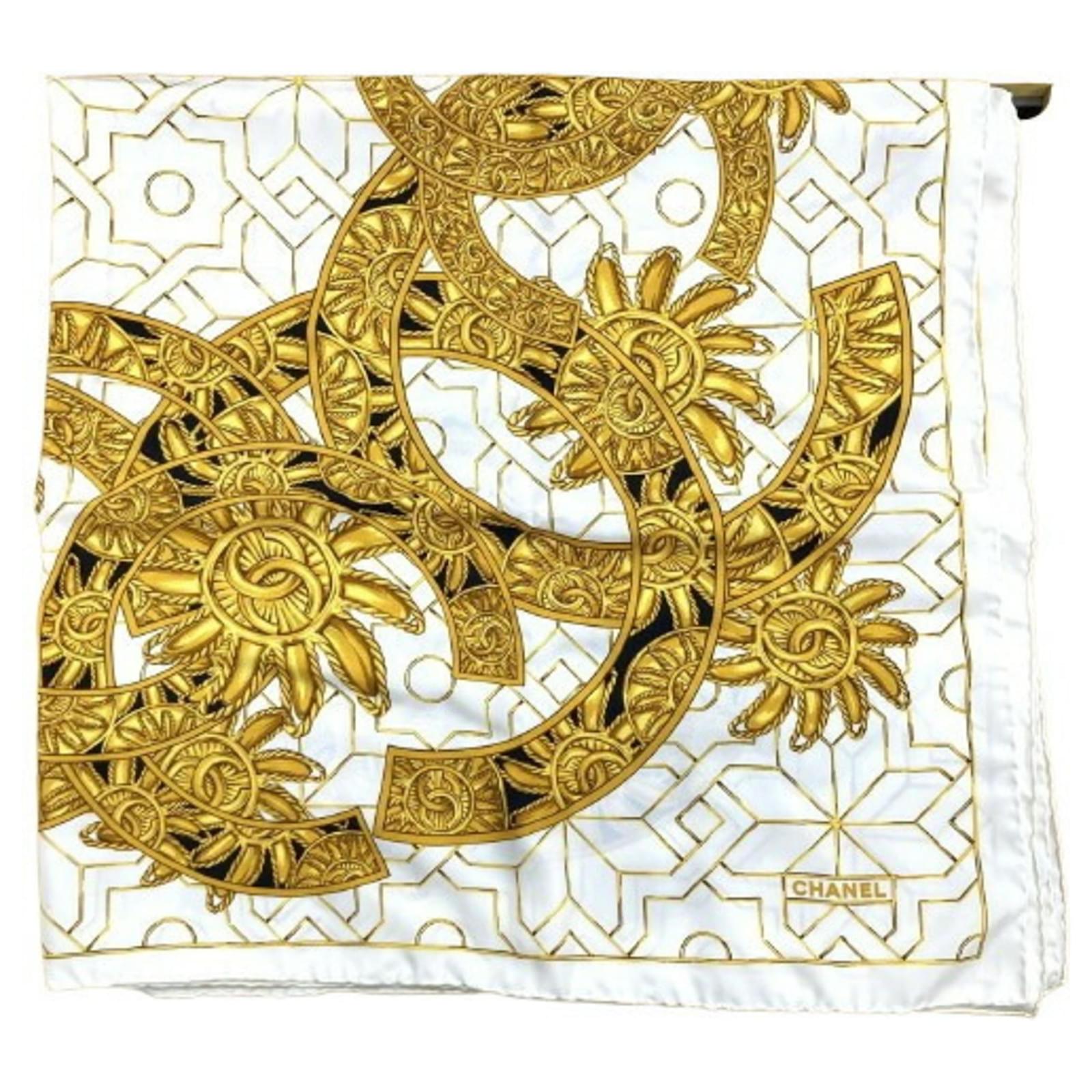 Chanel Coco Mark Silk Scarf White ref.2584831 - Joli Closet
