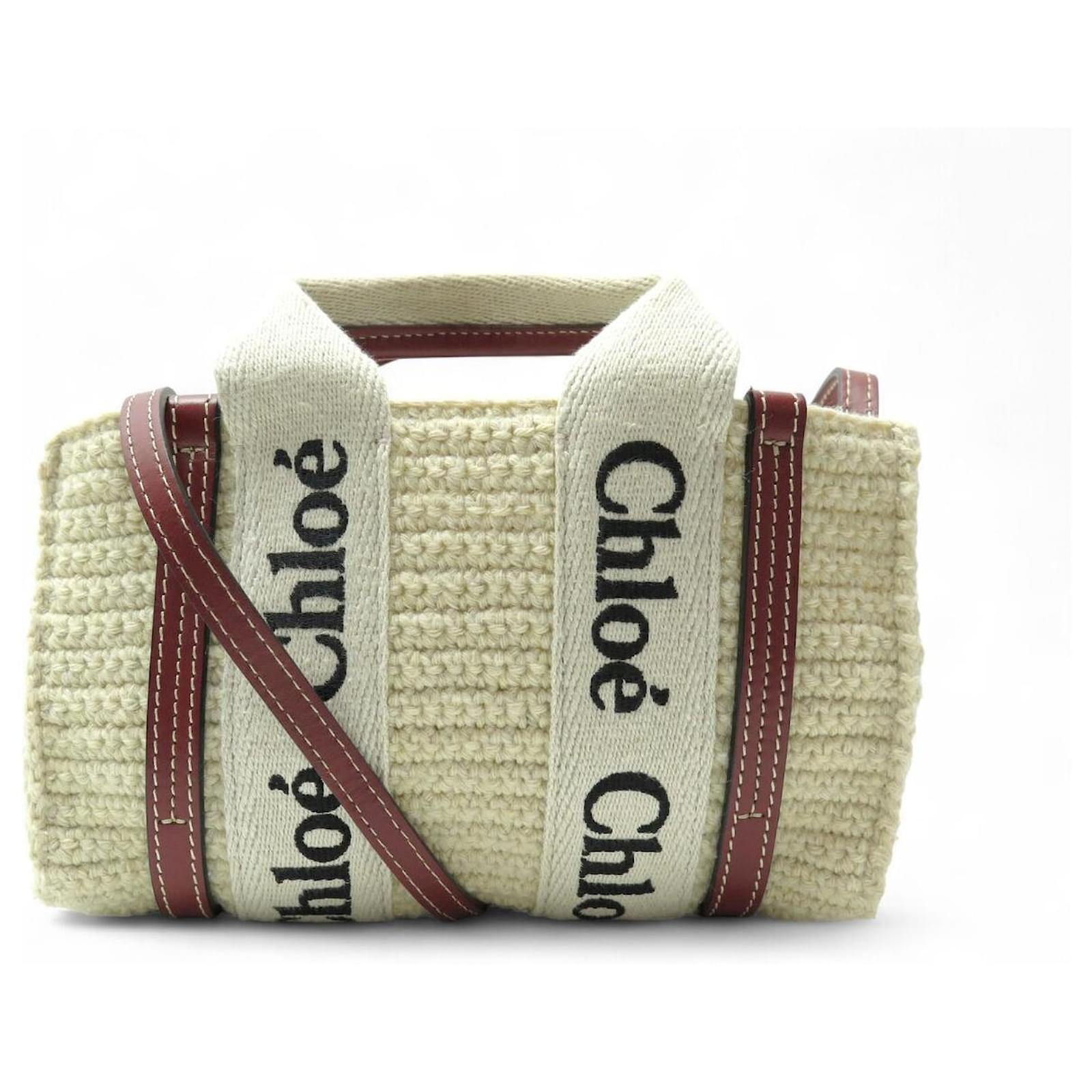 Chloé NEW CHLOE X SARAH'S BAG MINI CABAS TOTE WOODY SHOULDER BAG CANVAS ...