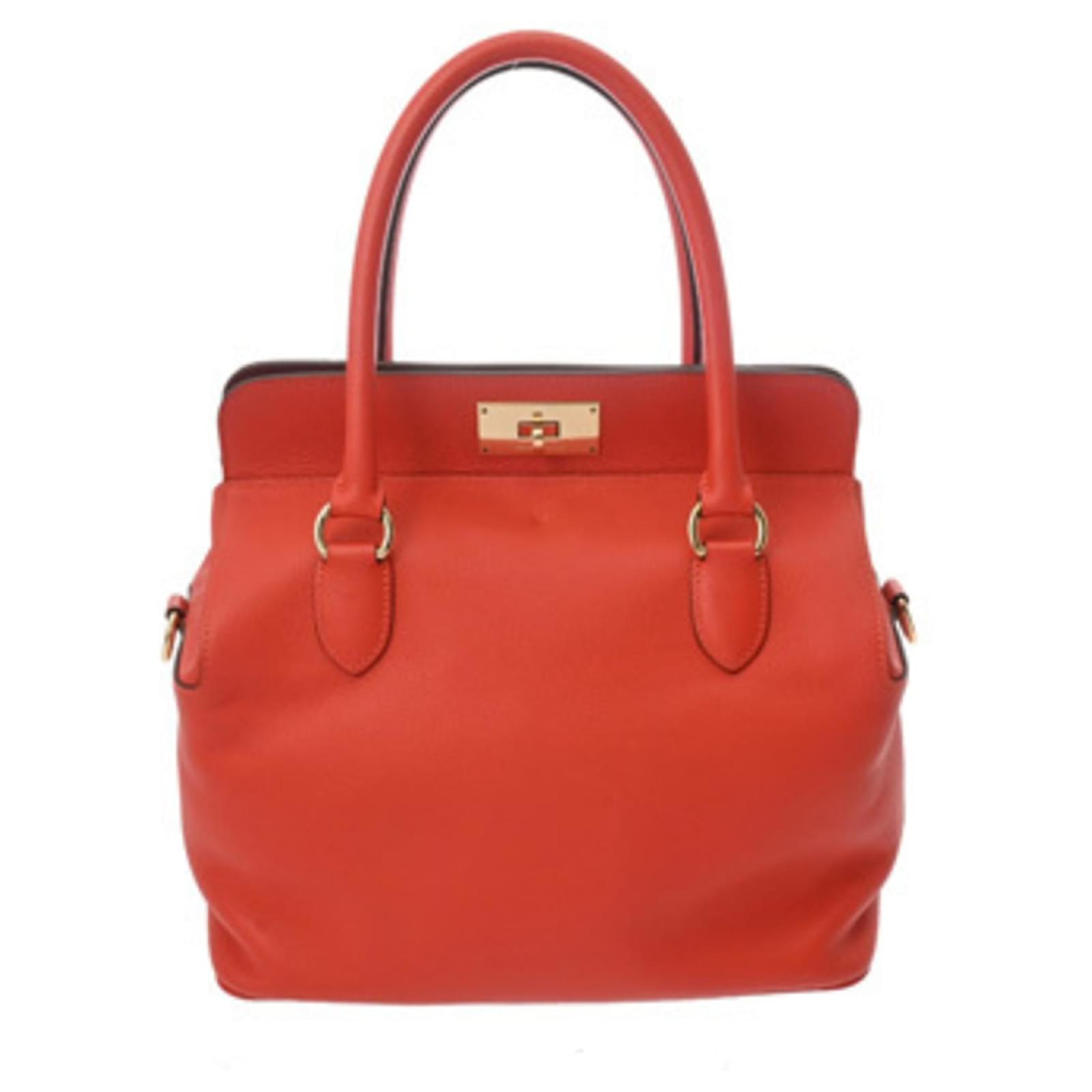 Hermès Hermes Toolbox 26 Handbag in Capucine and Rouge H Red ref ...