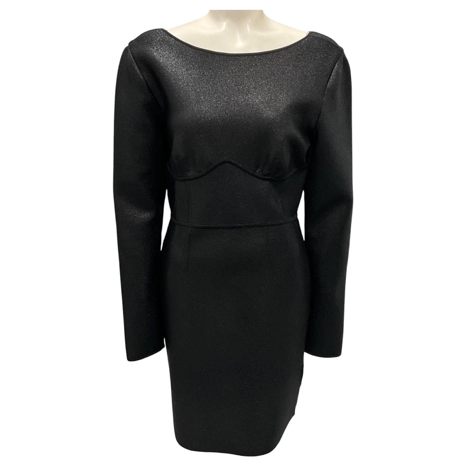 Robe cocktail en tricot extensible à bandage noire Pre-Fall 2021 Herve ...