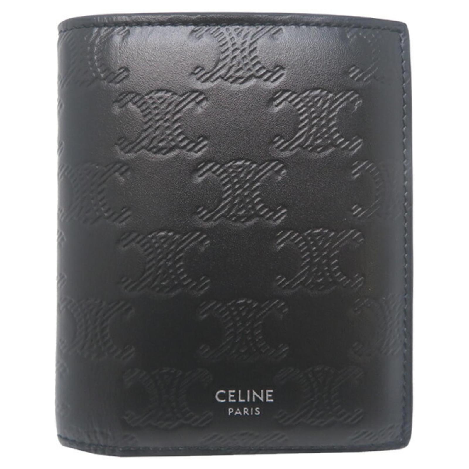 Céline Celine Triomphe Compact Wallet Black Leather ref.2588906 - Joli ...