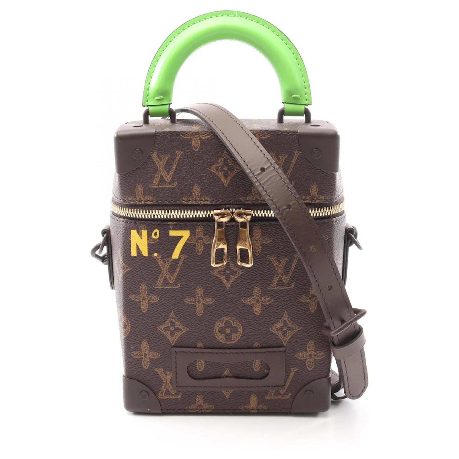 Louis Vuitton Vertical Box Trunk Handbag Brown Green Monogram Cloth ref ...