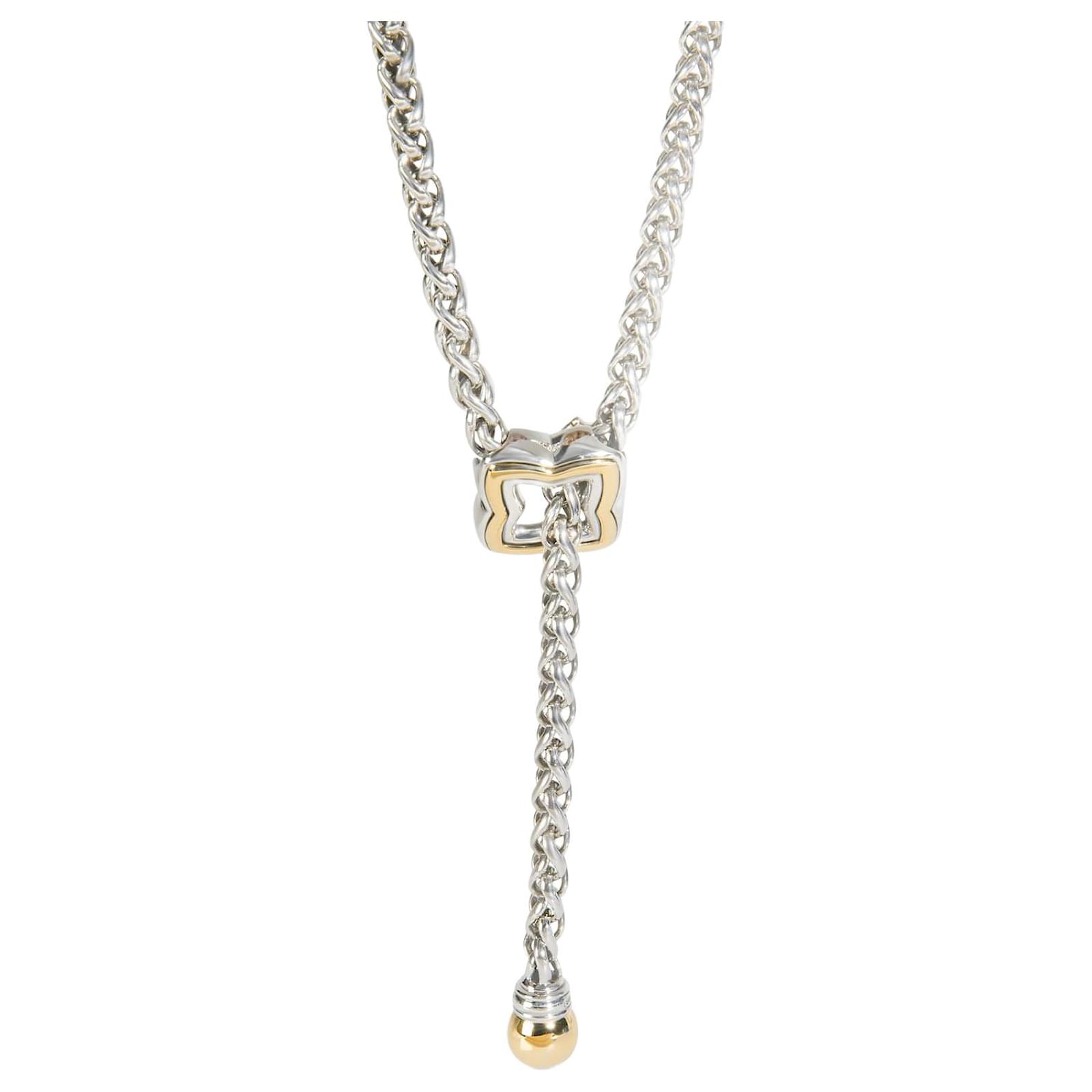 David Yurman Yellow Gold & Sterling Silver Quatrefoil Lariat Necklace ...