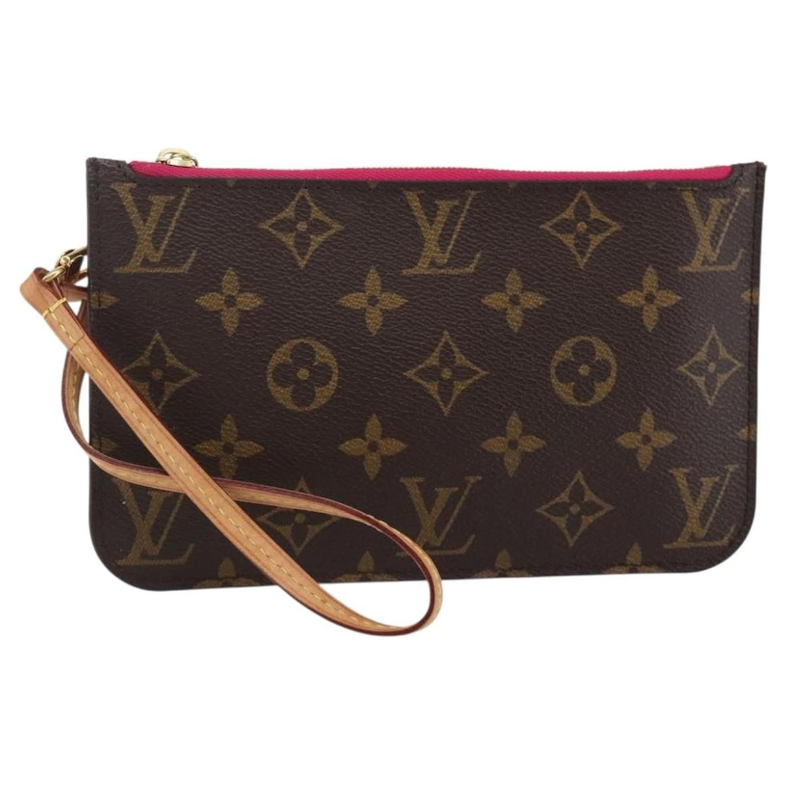 Louis Vuitton Neverfull Pochette Monogram Canvas Small Brown Cloth ref ...