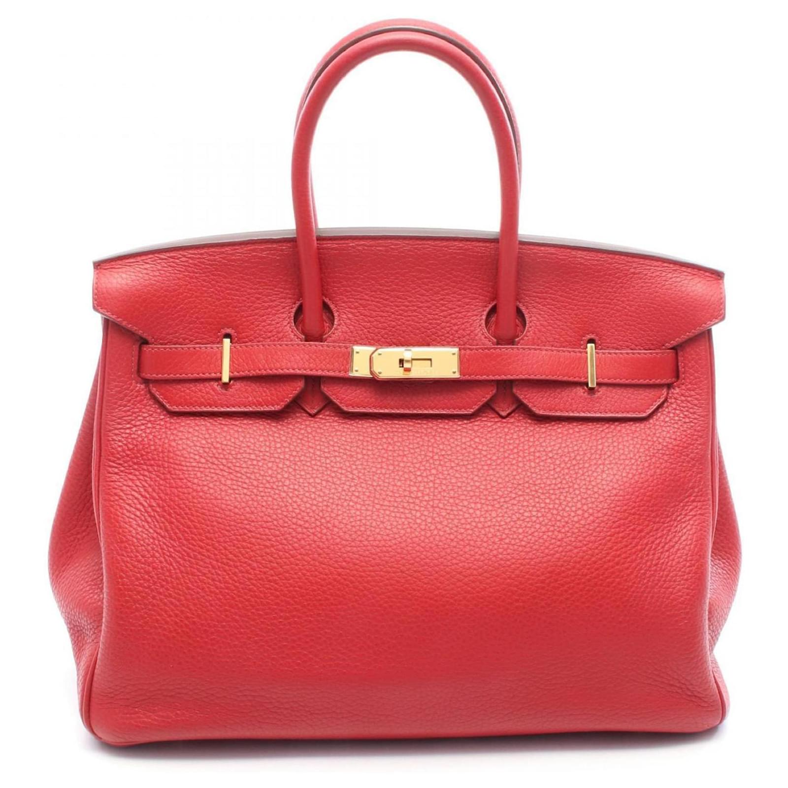 Hermès Hermes Birkin 35 Handbag in Red Taurillon Clemence Leather ref ...