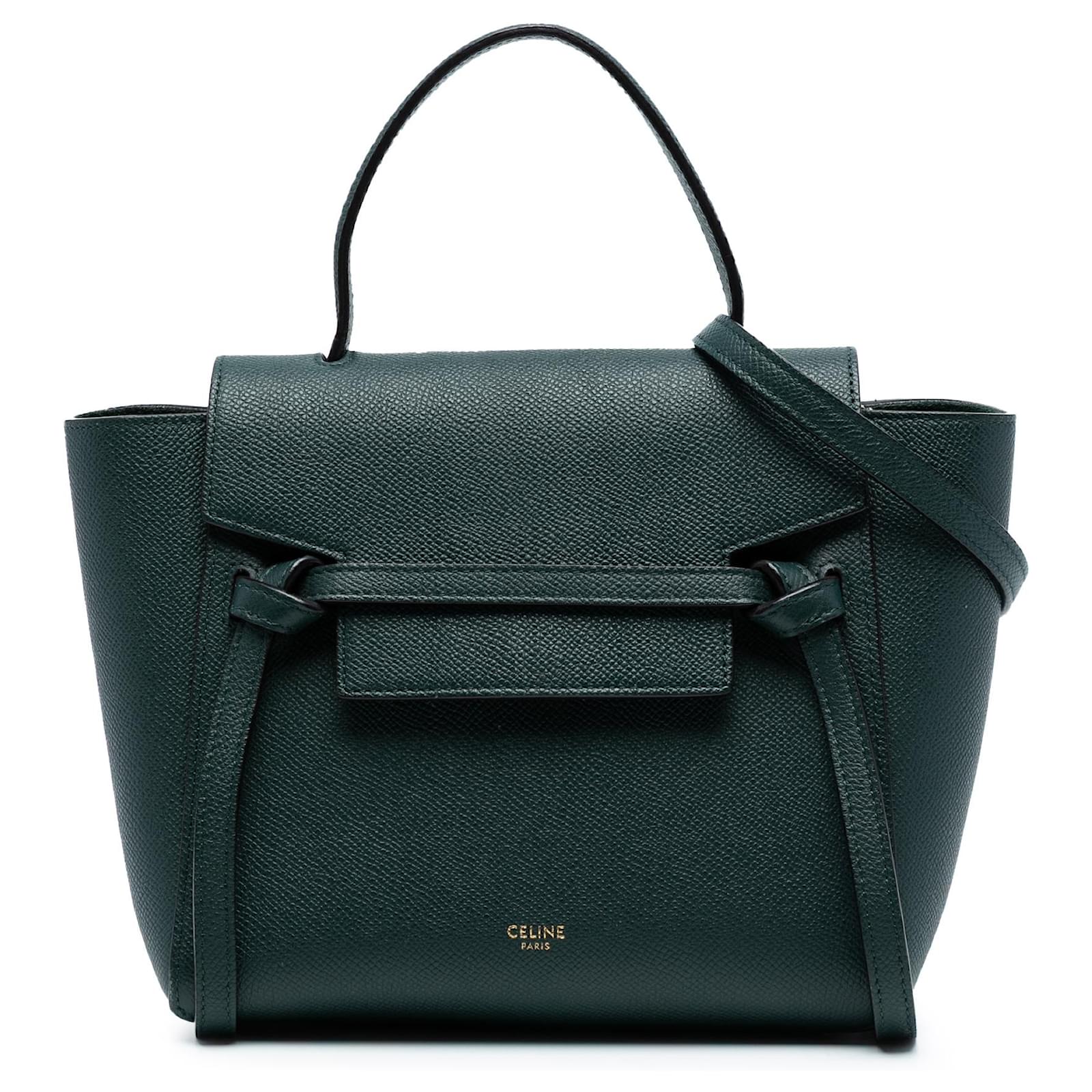 Céline Celine Green Nano Grained Calfskin Belt Bag Dark green Leather ...