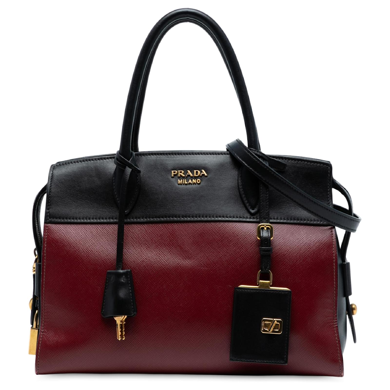 Prada Red Small Saffiano And City Calf Esplanade Satchel Dark red ...