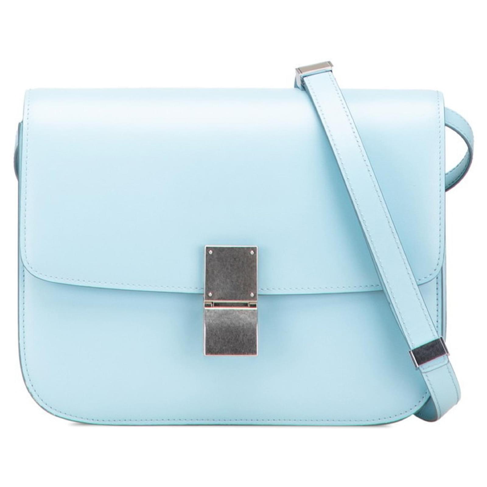 Céline Celine Classic Box Medium Crossbody Shoulder Bag Light blue ...