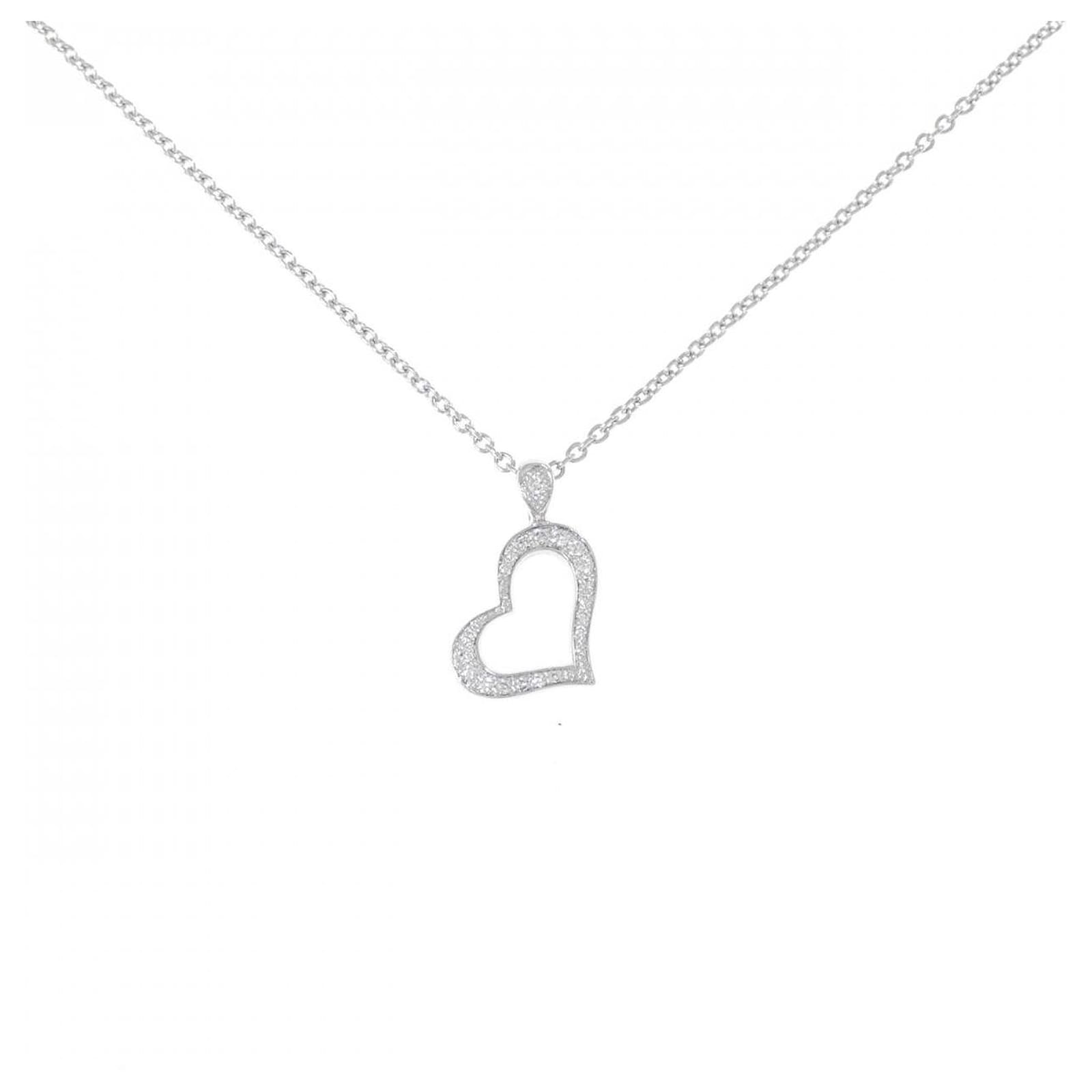 Piaget Piaget Heart 750 White Gold Diamond Necklace Silvery Metallic ...