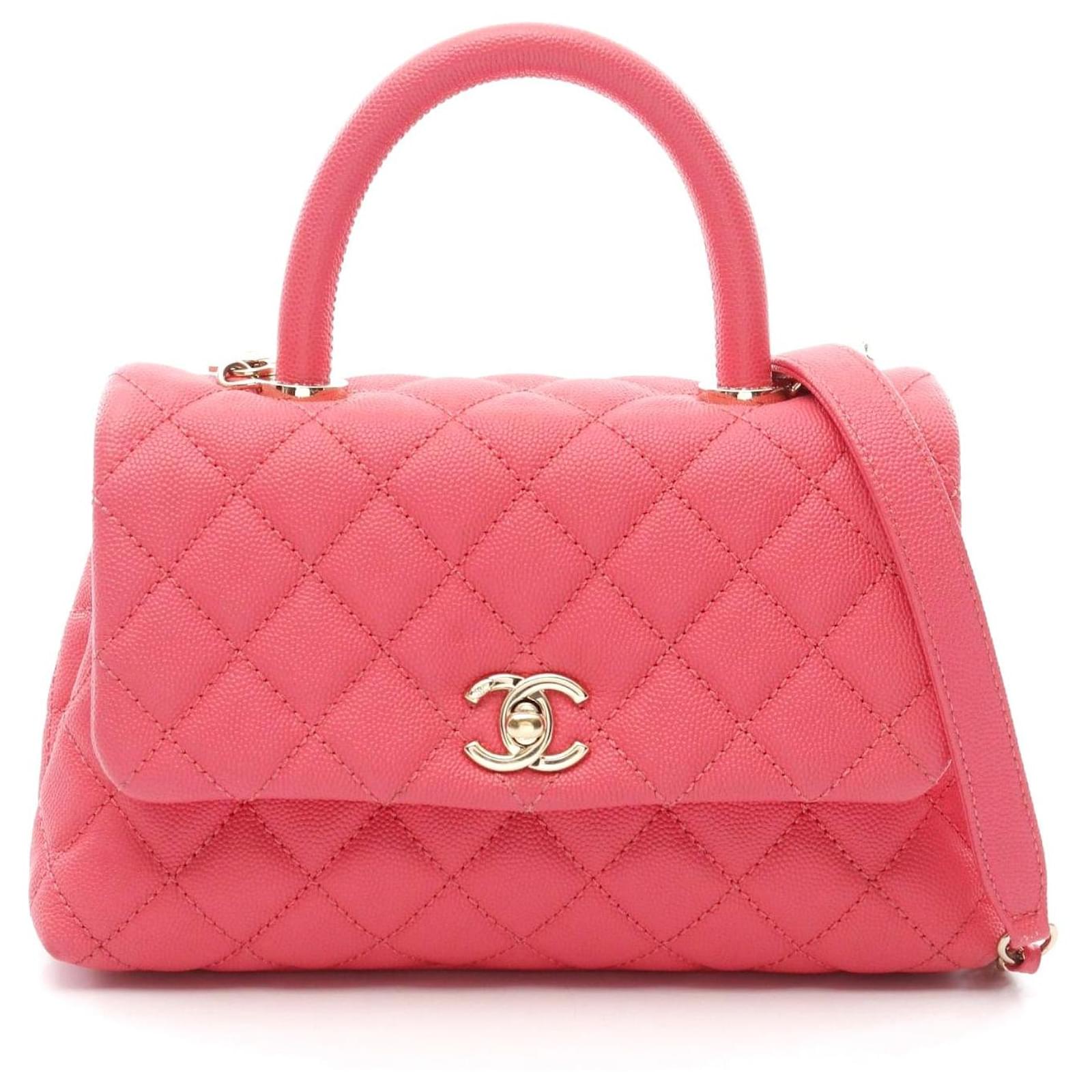 Chanel Coco Handle Flap Handbag Pink Leather Pony-style calfskin ref ...