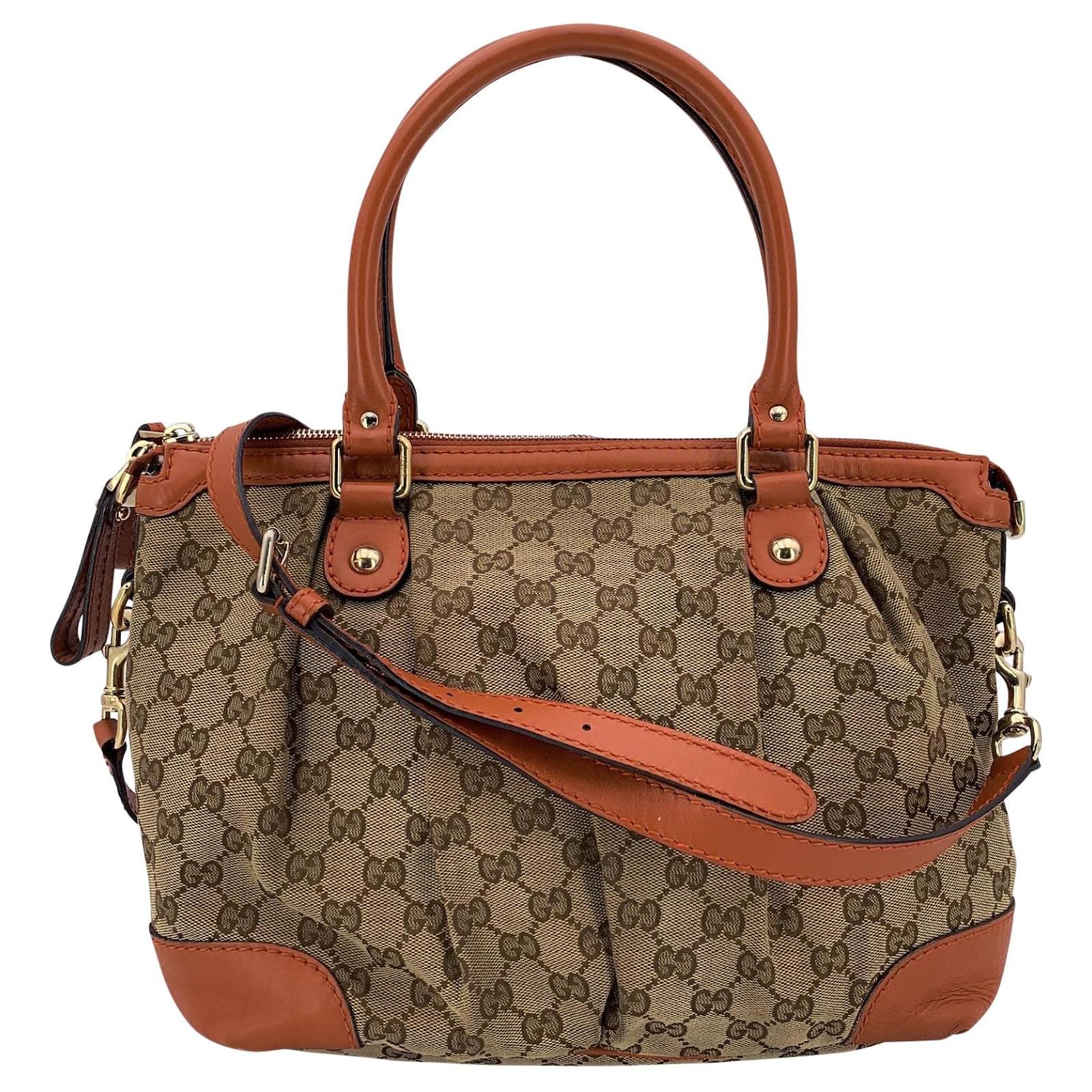 Gucci Cloth Tote Bag Sukey Brown Beige Cotton ref.2607929 - Joli Closet