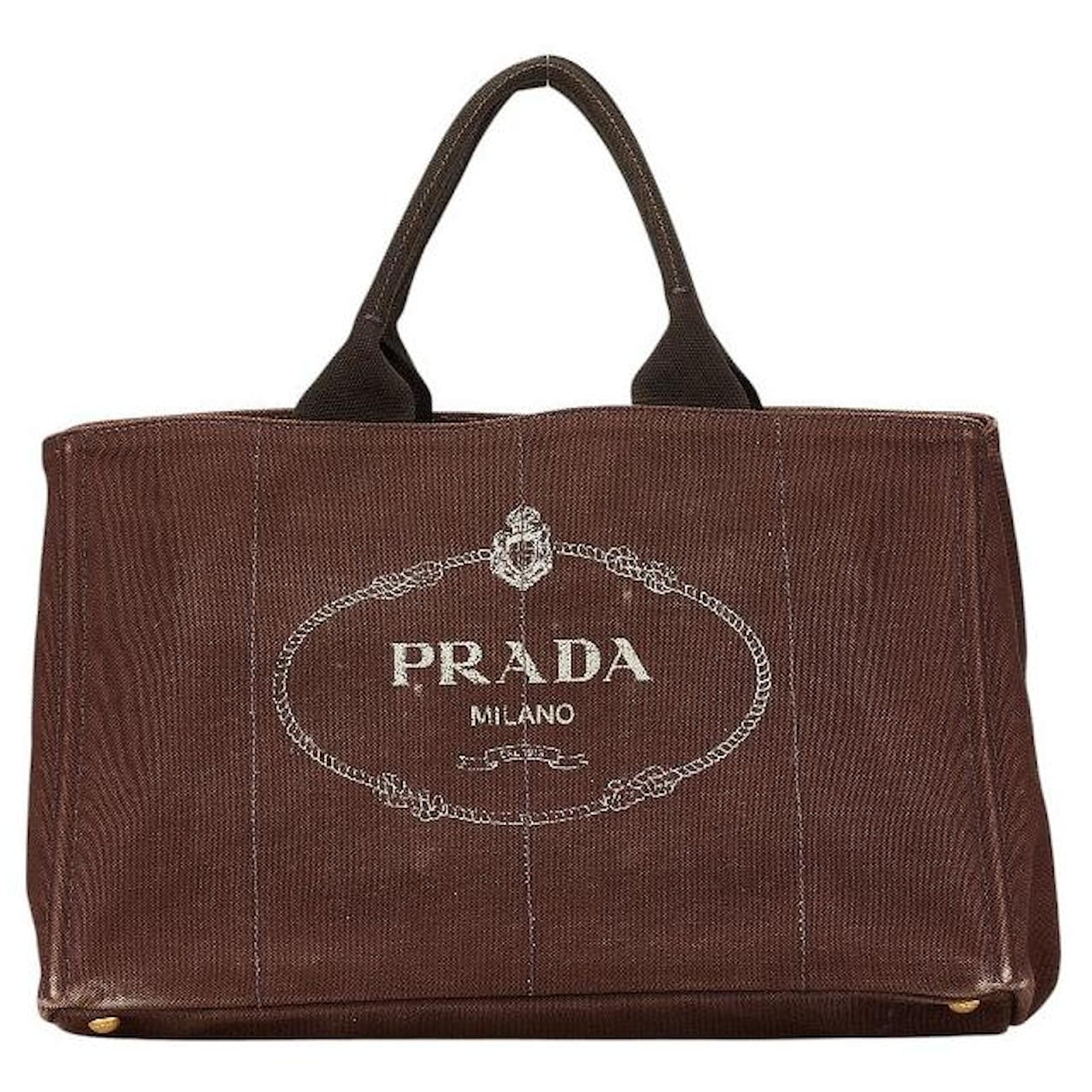 Prada Canapa Canvas Tote Bag Brown Cloth ref.2611255 - Joli Closet