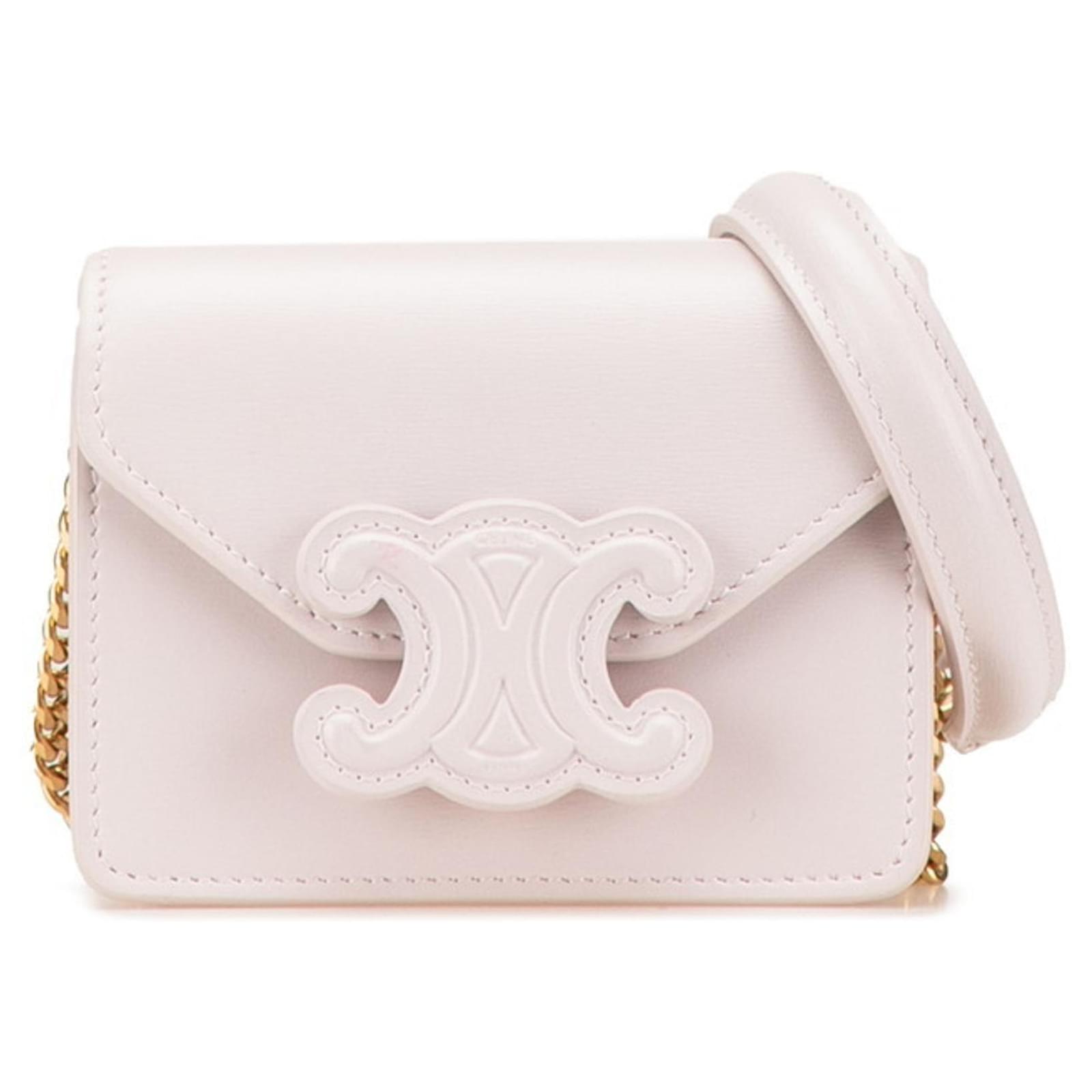 Céline Celine Triomphe Chain Shoulder Bag in Pink Leather ref.2612540 ...