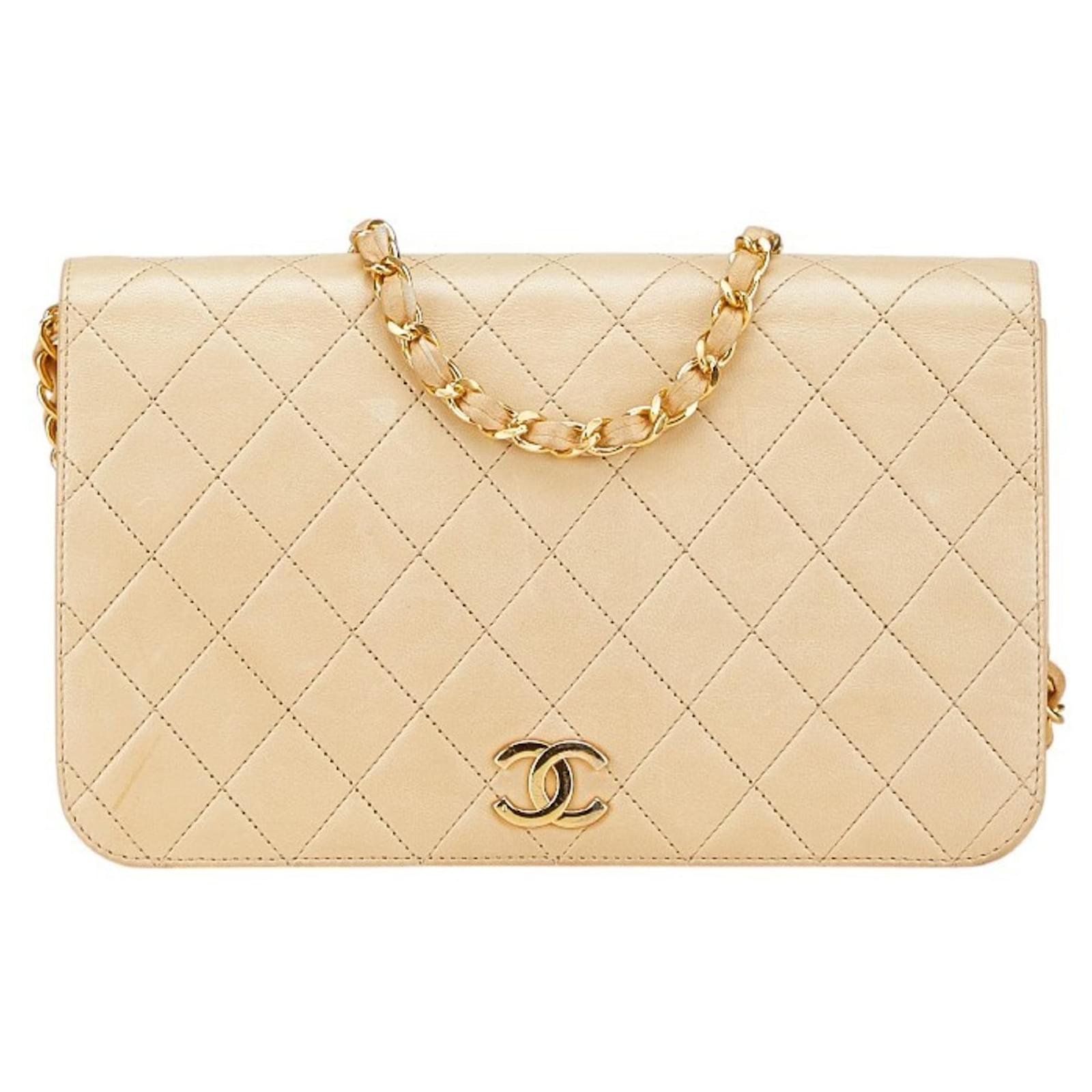 Chanel Matelasse Coco Mark Push Lock Chain Shoulder Bag Beige Leather ...