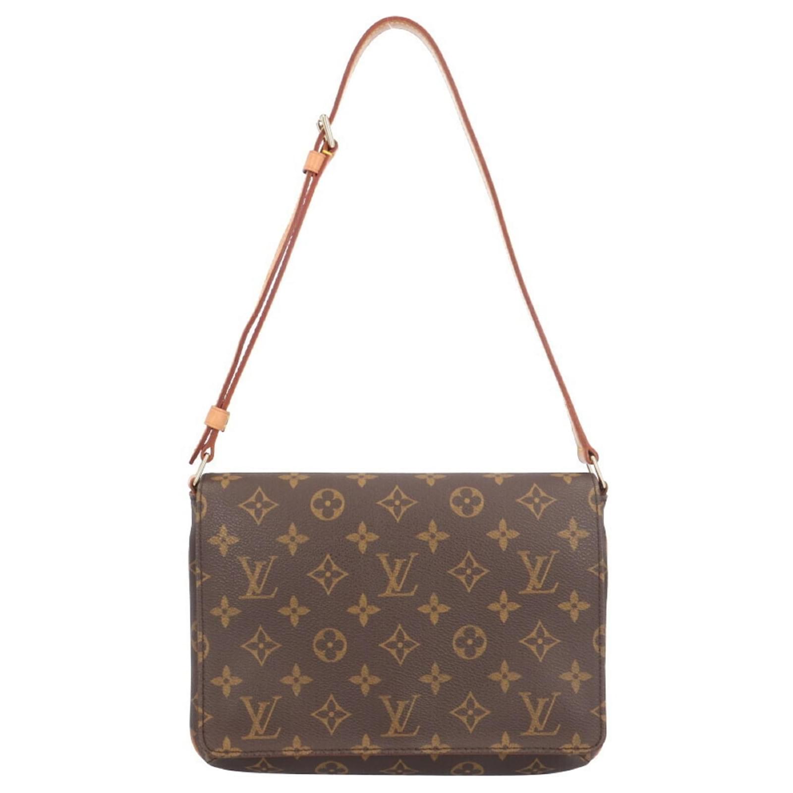 Louis Vuitton Musette Tango Shoulder Bag Brown Monogram Patent leather ...