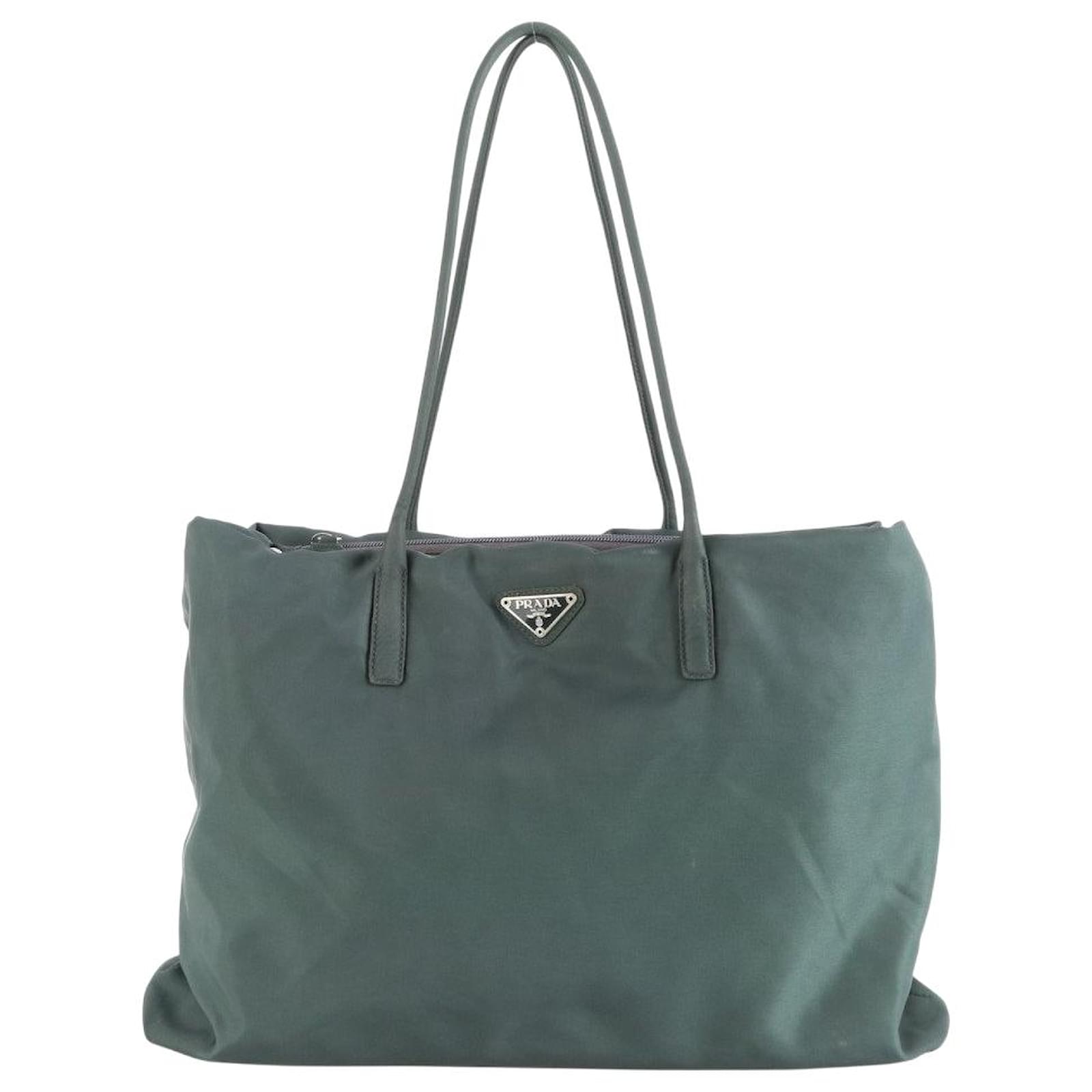Prada Nylon Dark Green Logo Nylon Tote Shoulder Bag ref.2615591 - Joli ...