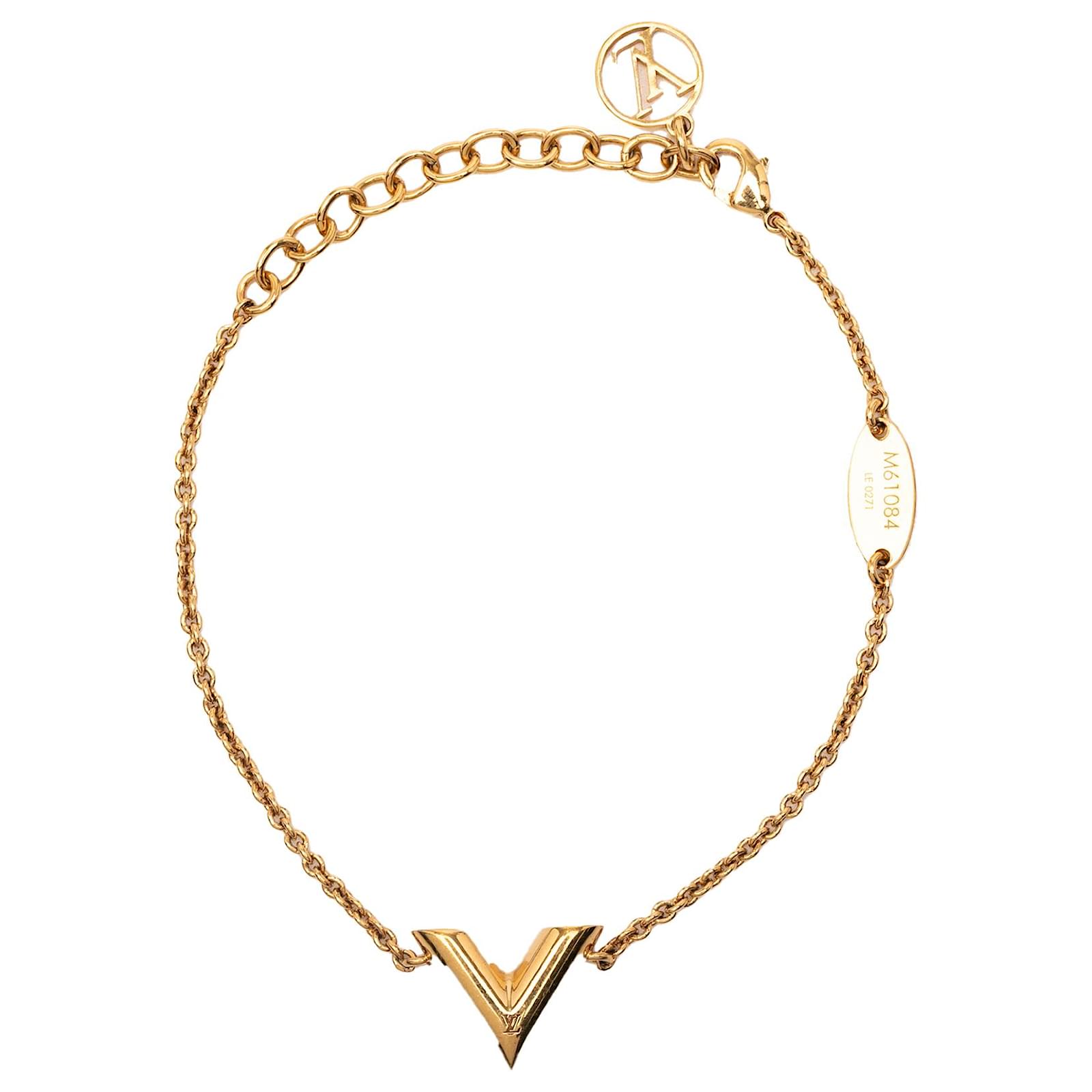 Louis Vuitton Gold Gold Plated Essential V Bracelet Golden Metal Gold ...