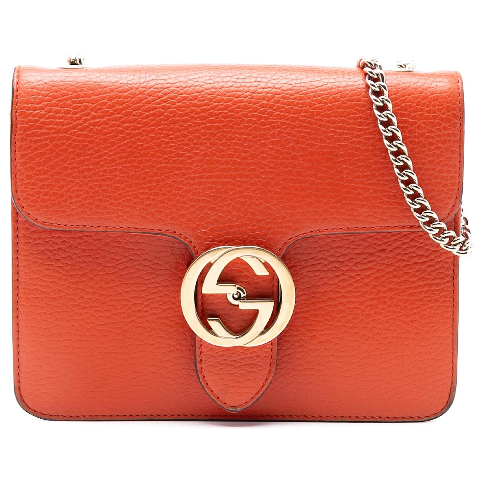 Gucci Orange Small Dollar Calfskin Interlocking G Crossbody Leather ...