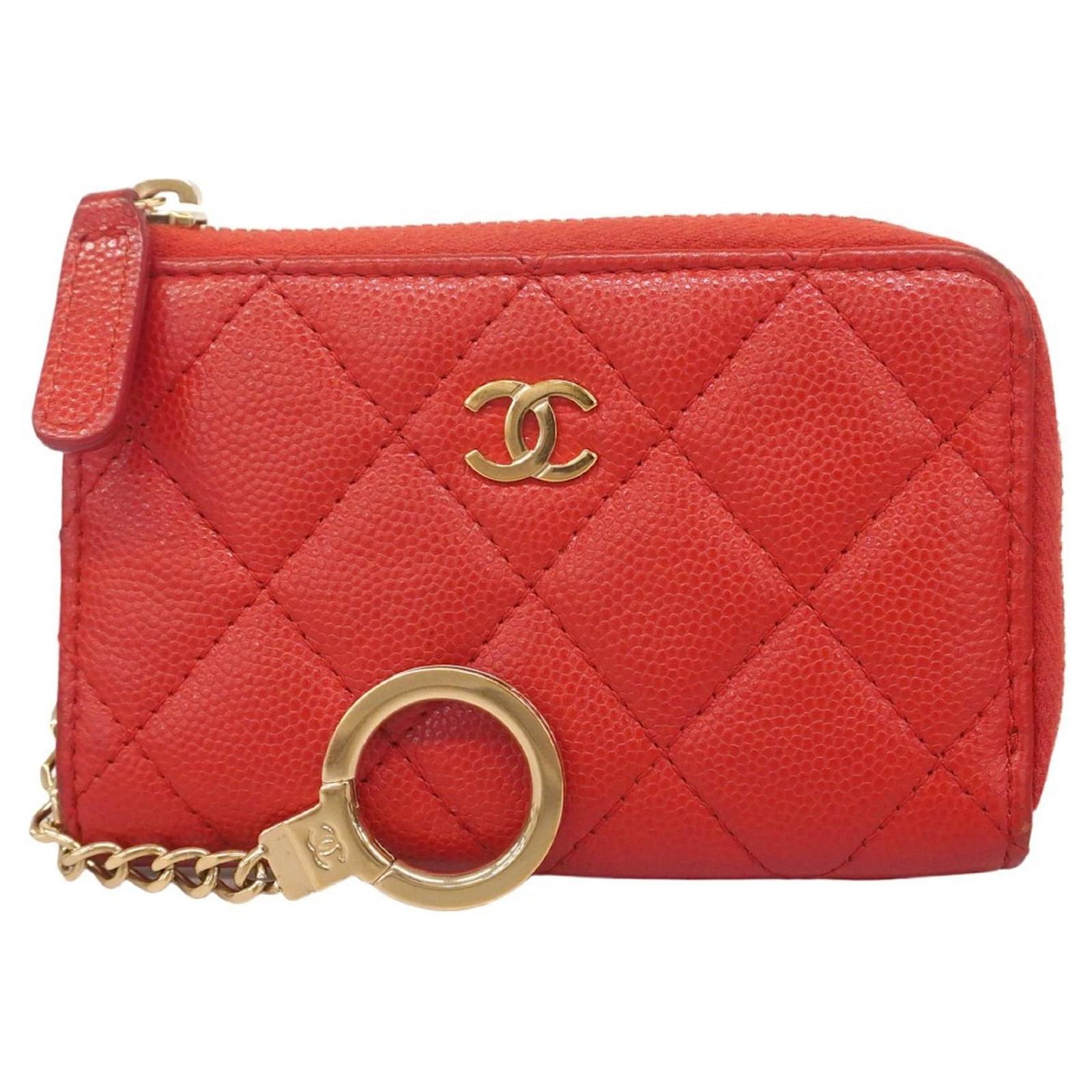 Chanel Red Grained Calfskin Coin Purse ref.2618688 - Joli Closet