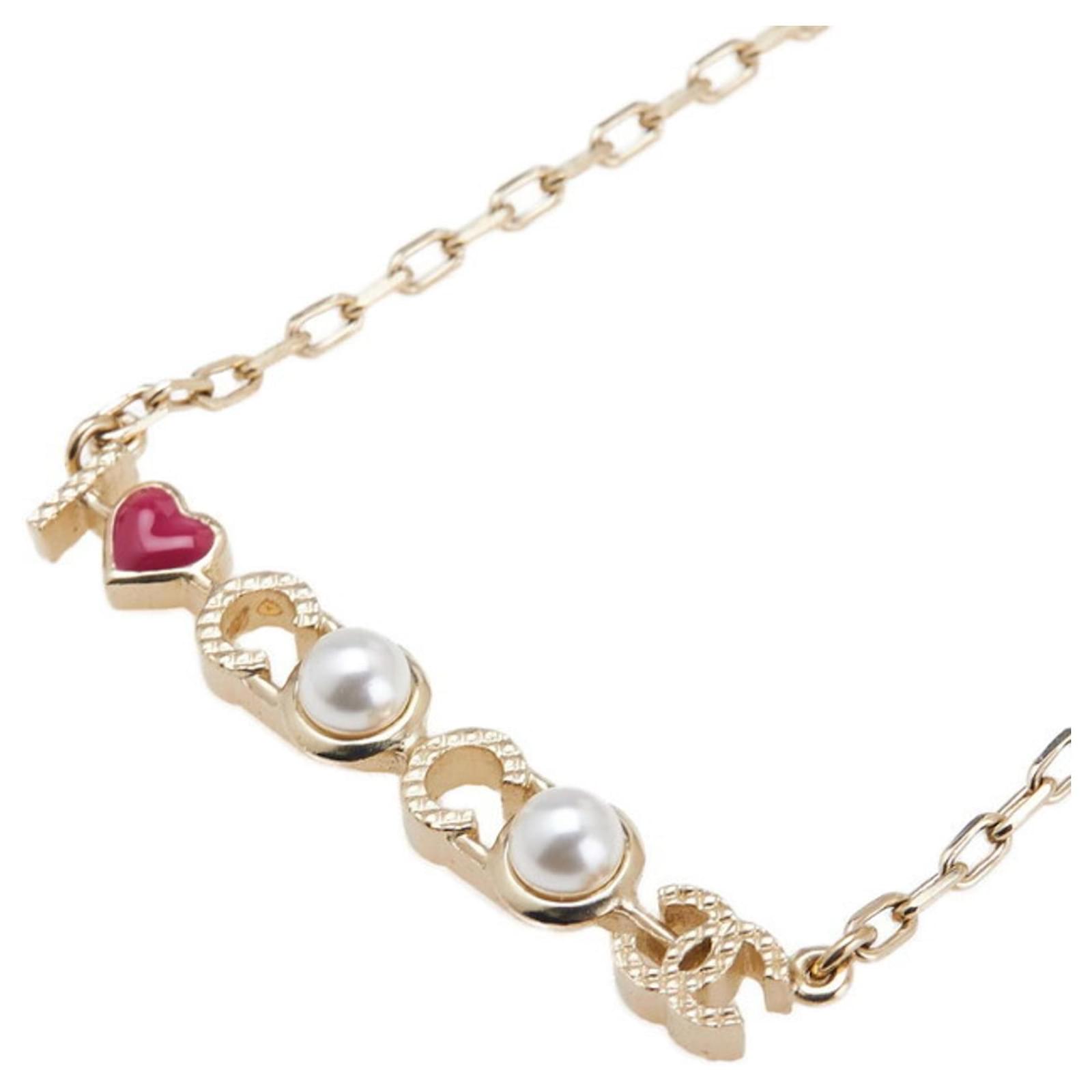 Chanel I Love Coco Heart Motif Pearl Necklace Golden ref.2619161 - Joli ...