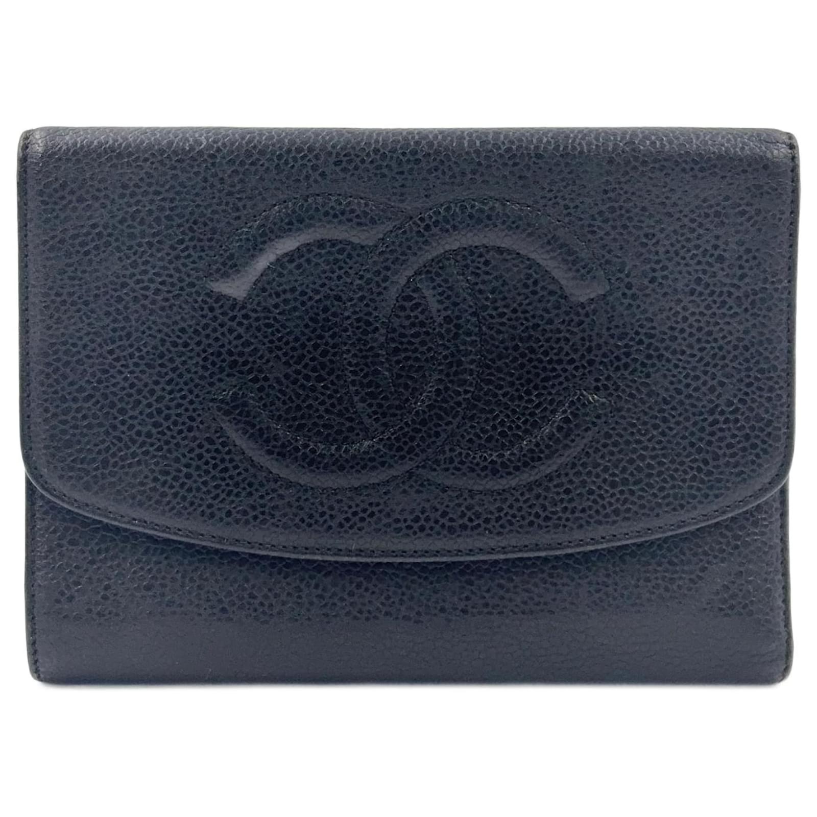 Chanel Coco Mark Wallet Black Calfskin Leather Pony-style calfskin ref ...
