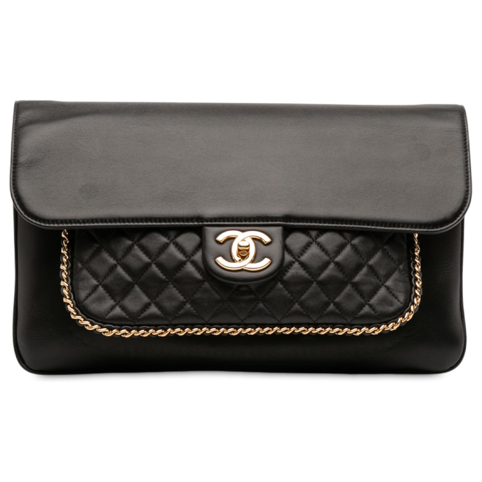 Chanel Black Quilted Lambskin CC Unchained Flap Clutch (Sold) - Joli Closet