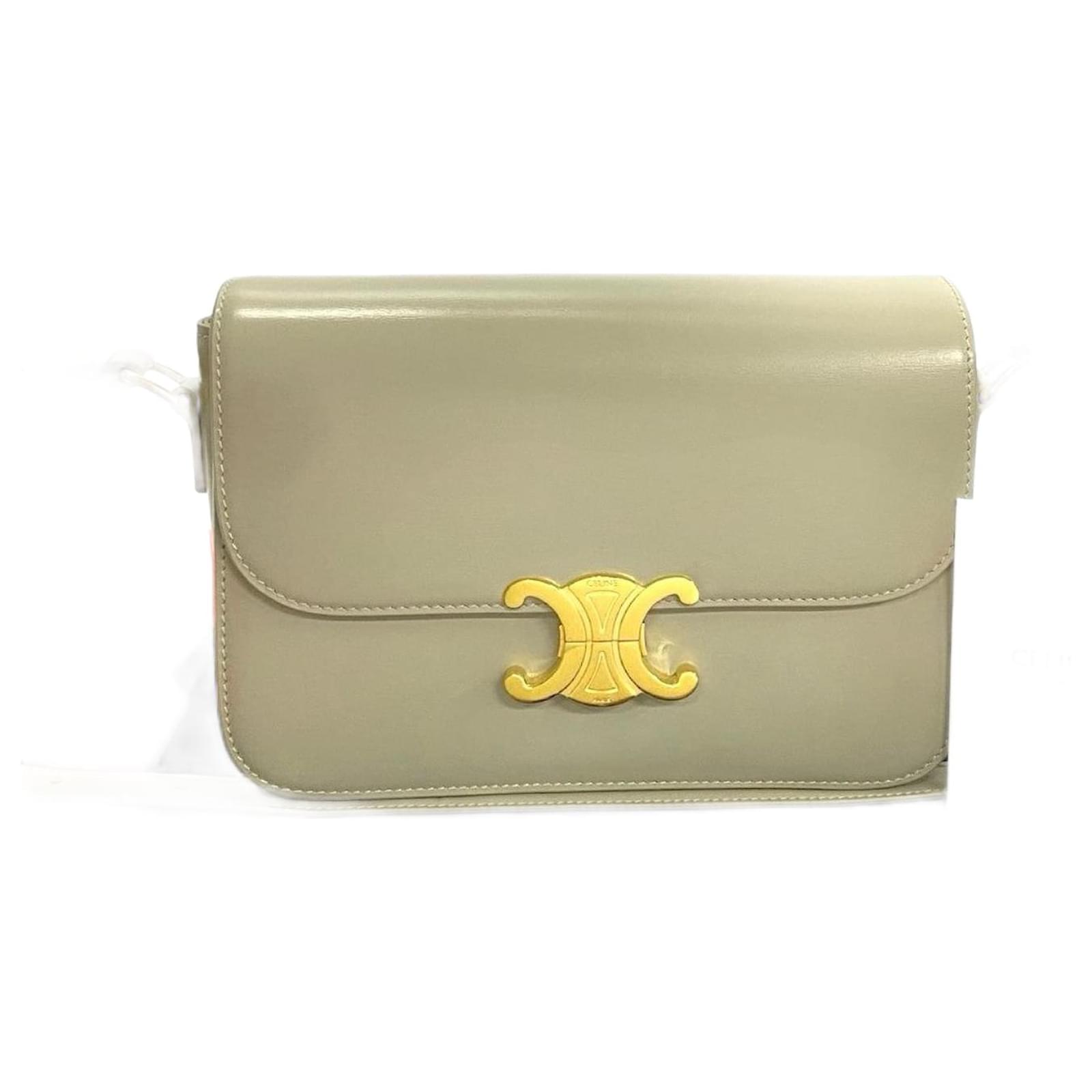 Céline Celine Classic Triomphe Calf Leather Shoulder Bag Beige ref ...