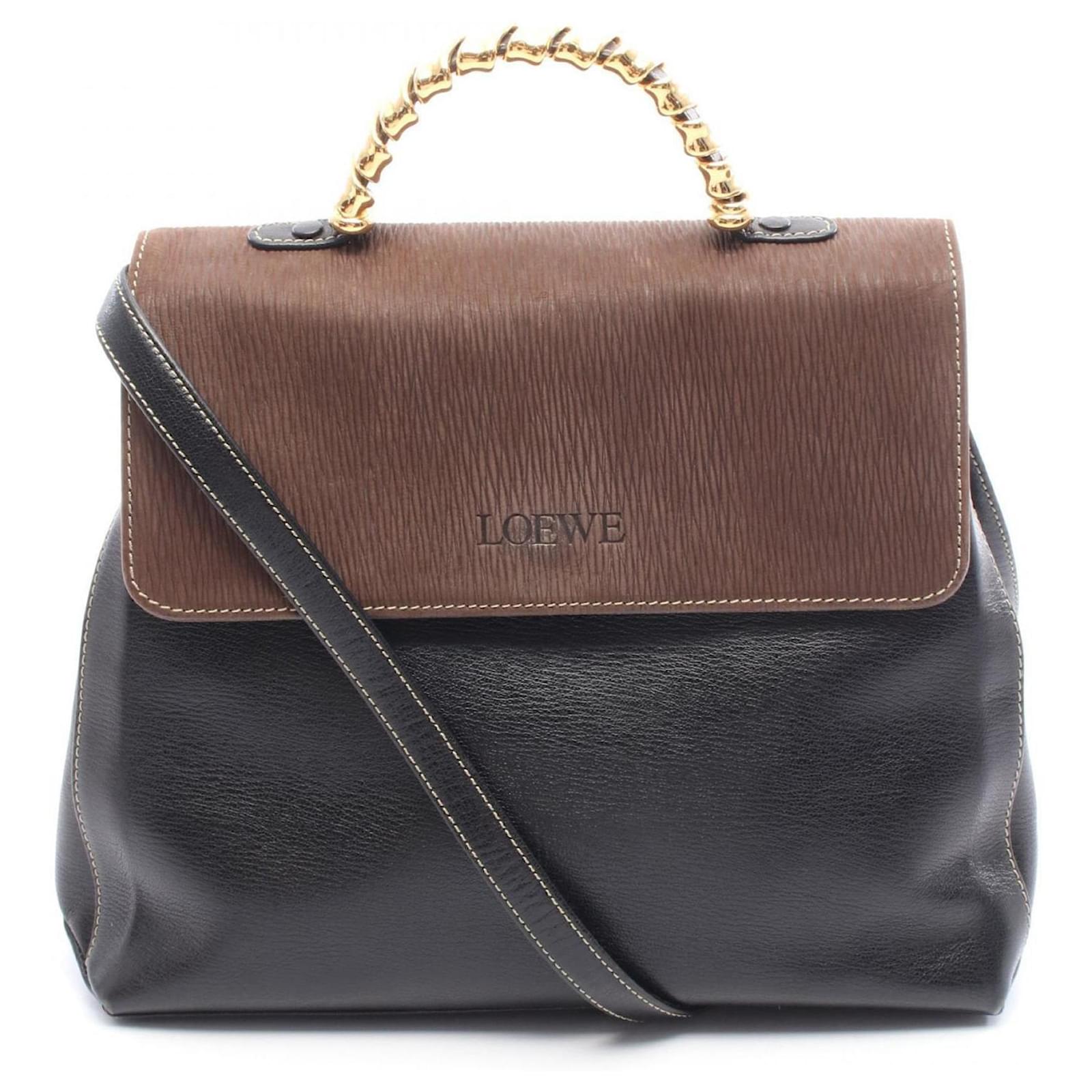 Loewe Leather Handbag Brown Black ref.2625526 - Joli Closet