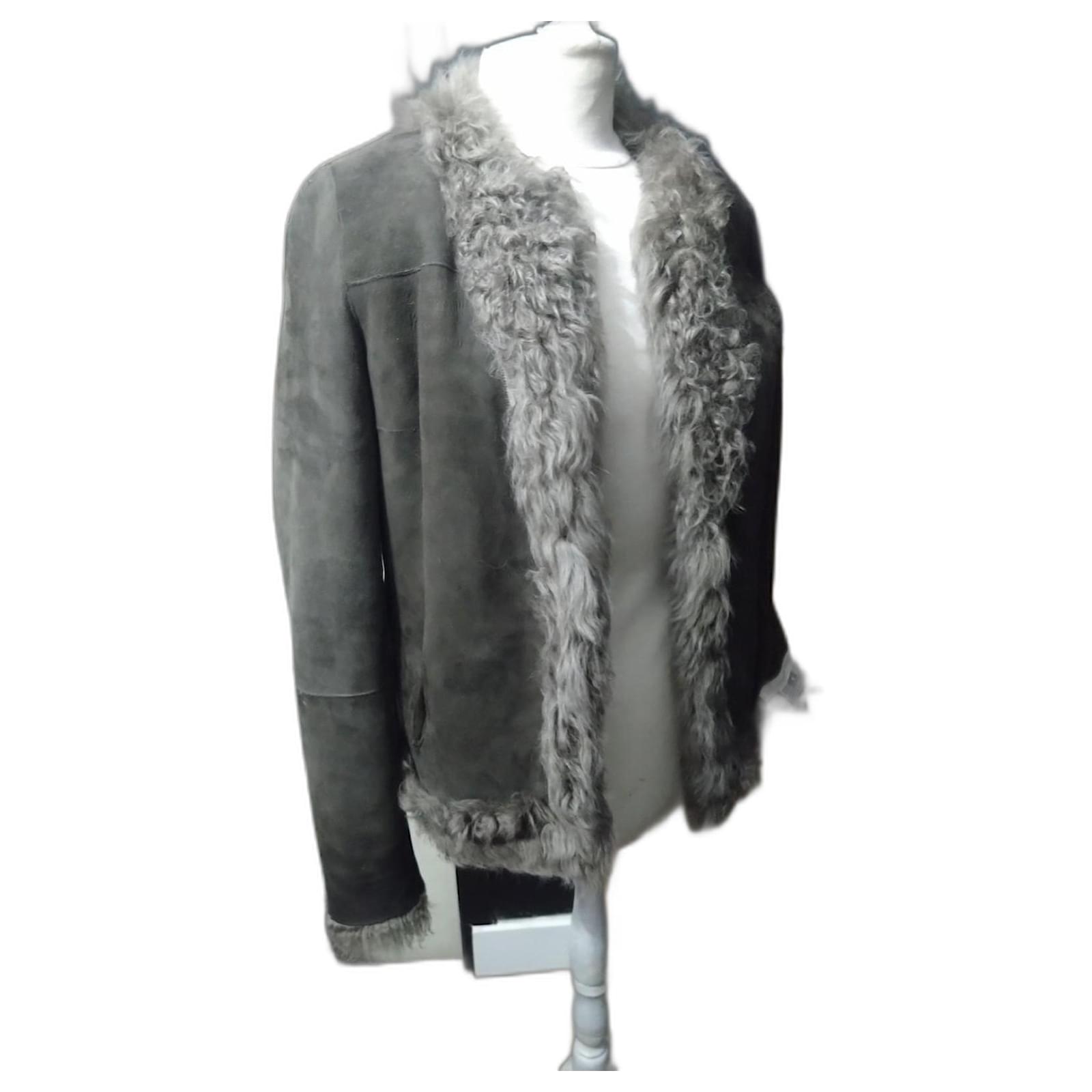 Gerard Darel Gérard Darel Reversible Shearling Jacket / Coat T36/S Grey ...