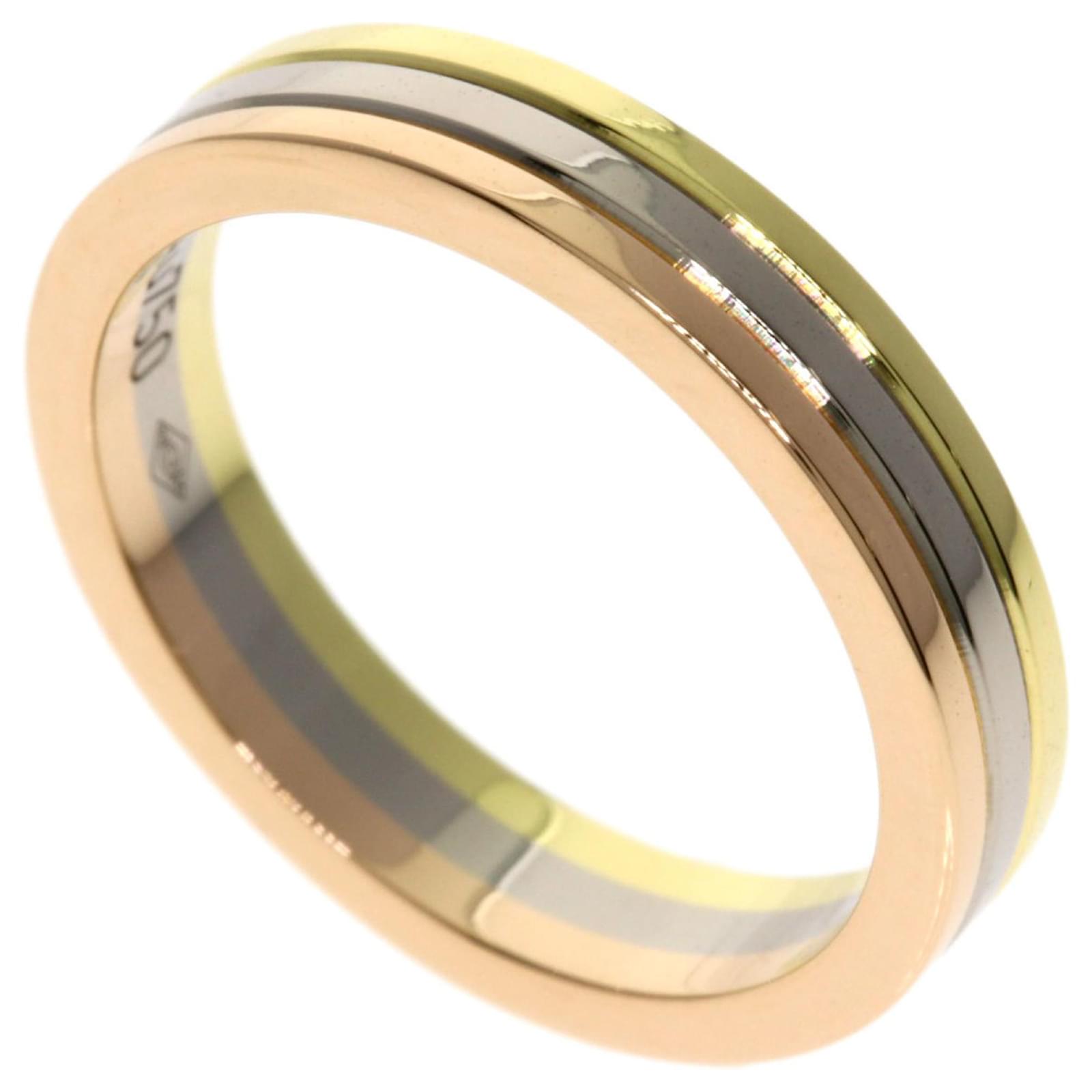 Cartier Three-Color Band Ring Golden White gold Yellow gold Pink gold ...