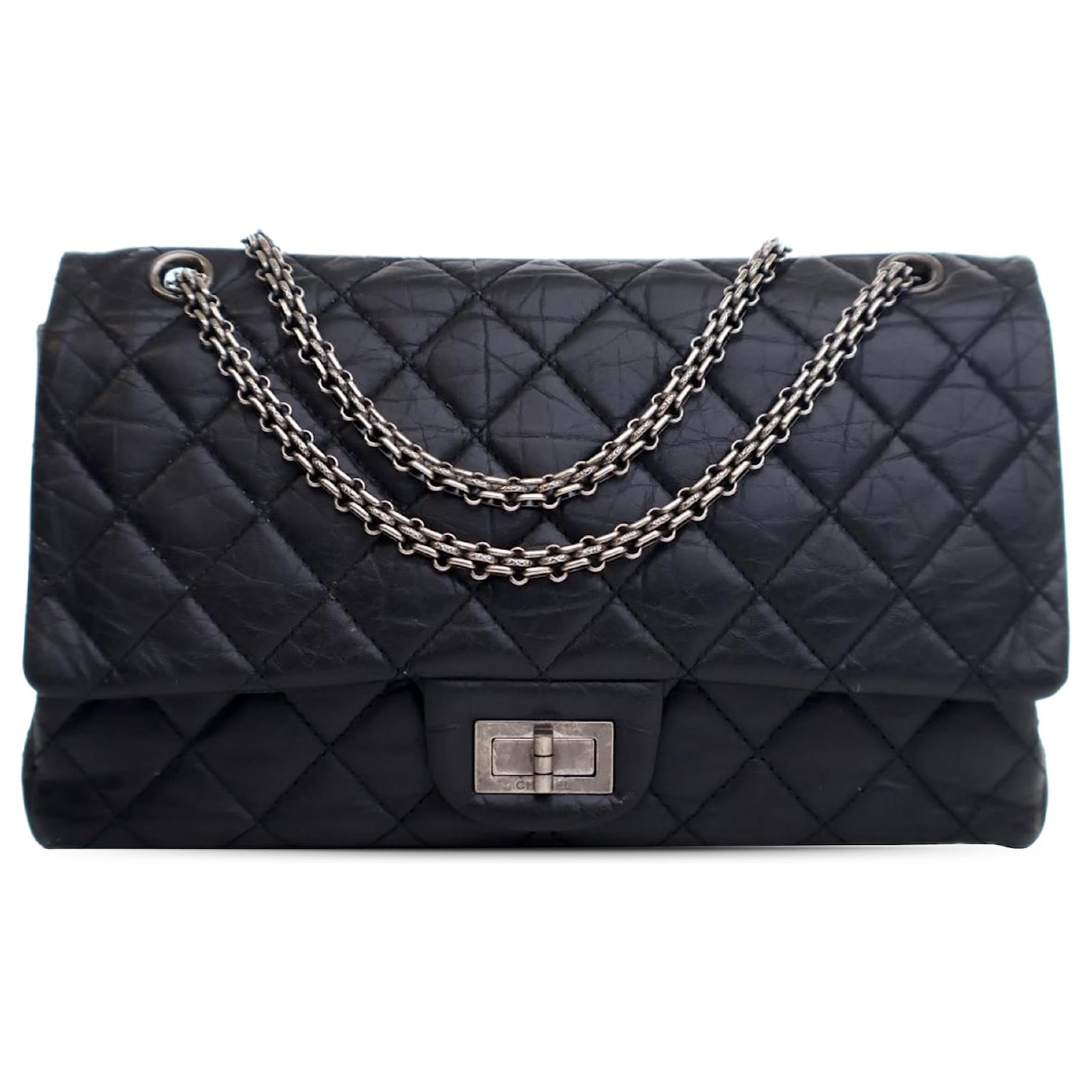 Chanel Black Reissue 2.55 Aged Calfskin Double Flap 227 Leather Pony ...