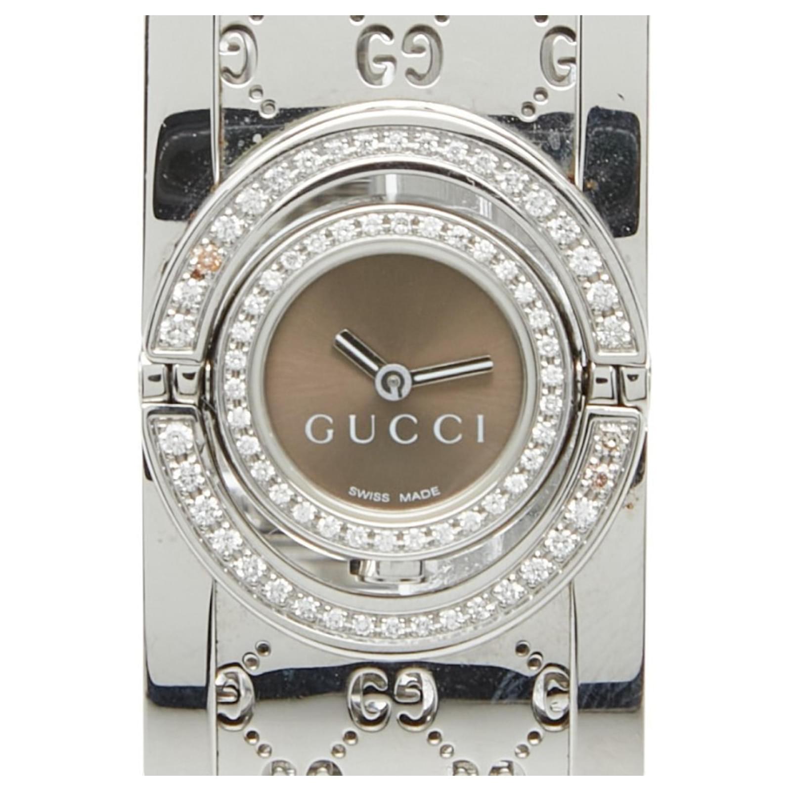 Gucci Toile Diamond Bezel Bangle Watch ref.2631605 - Joli Closet