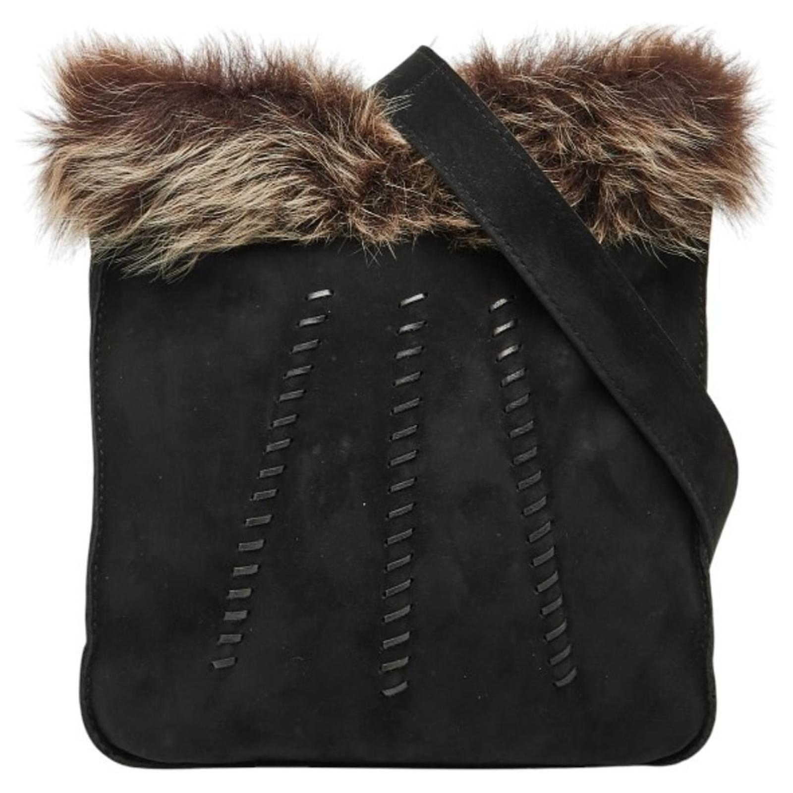 Hermes Hermès Sac Toude Shoulder Bag Brown Black Suede Fur ref.2631785 ...