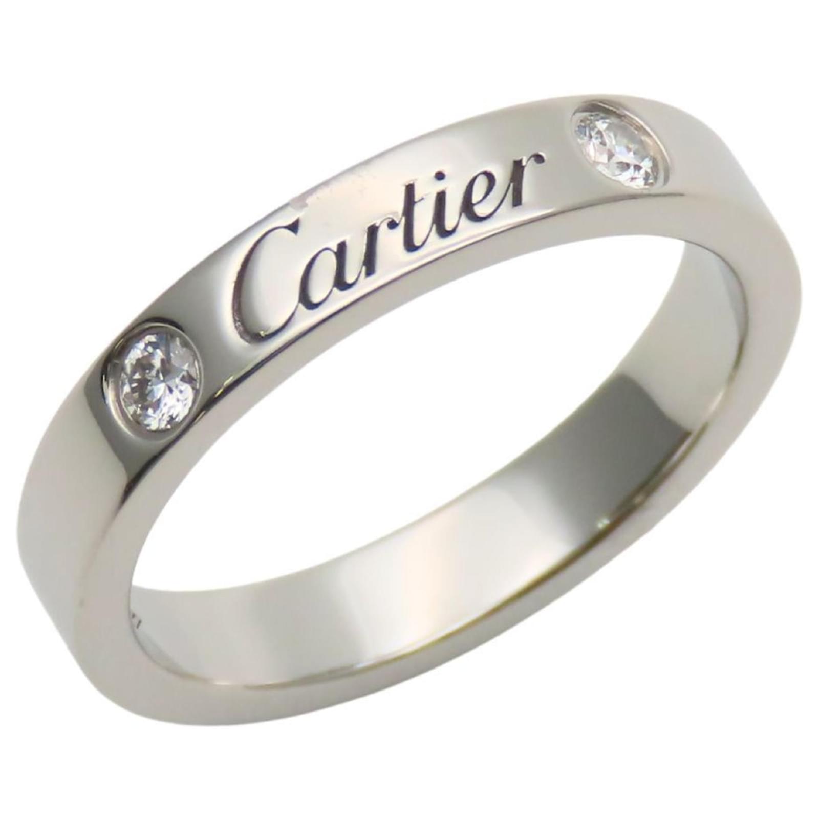 Cartier Engraved Platinum Band Ring with Diamonds ref.2632986 - Joli Closet