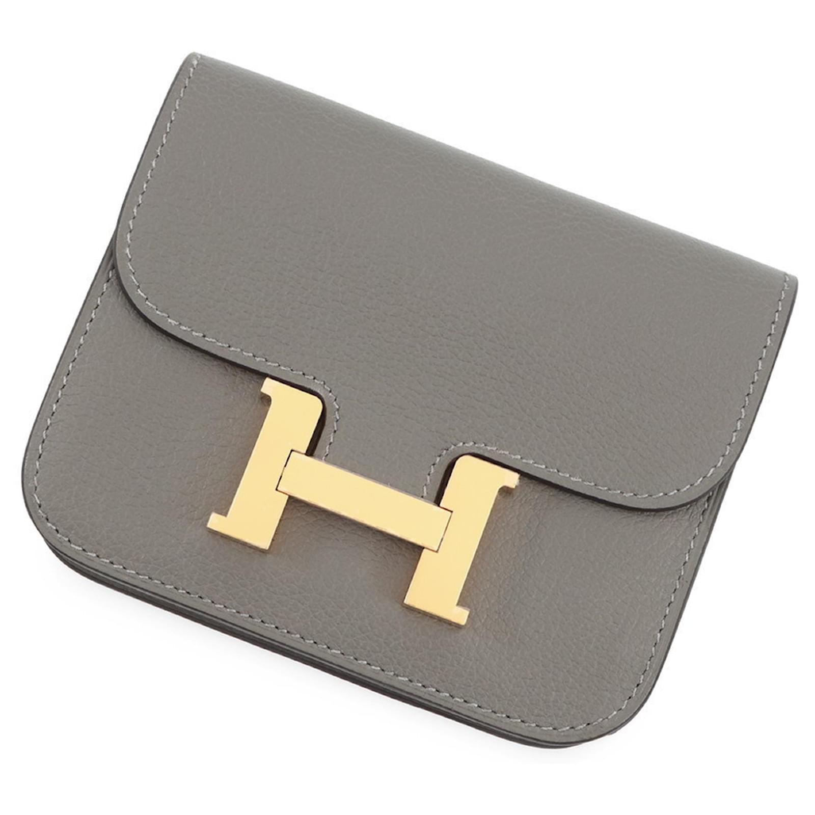 Hermès Hermes Constance Grimeyer Evercolor Coin Purse Brown Leather ref ...