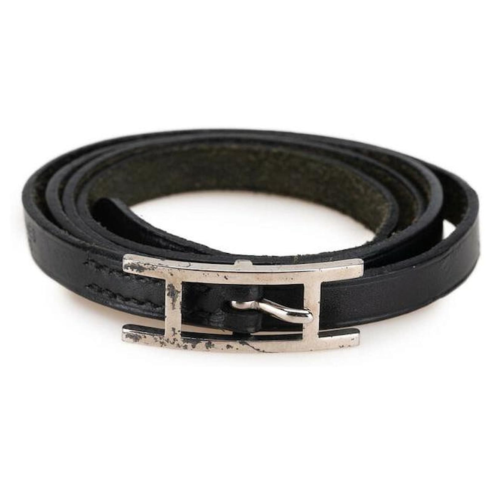 Hermès Hermes Api3 Long Leather 2way Bracelet Necklace Black ref ...
