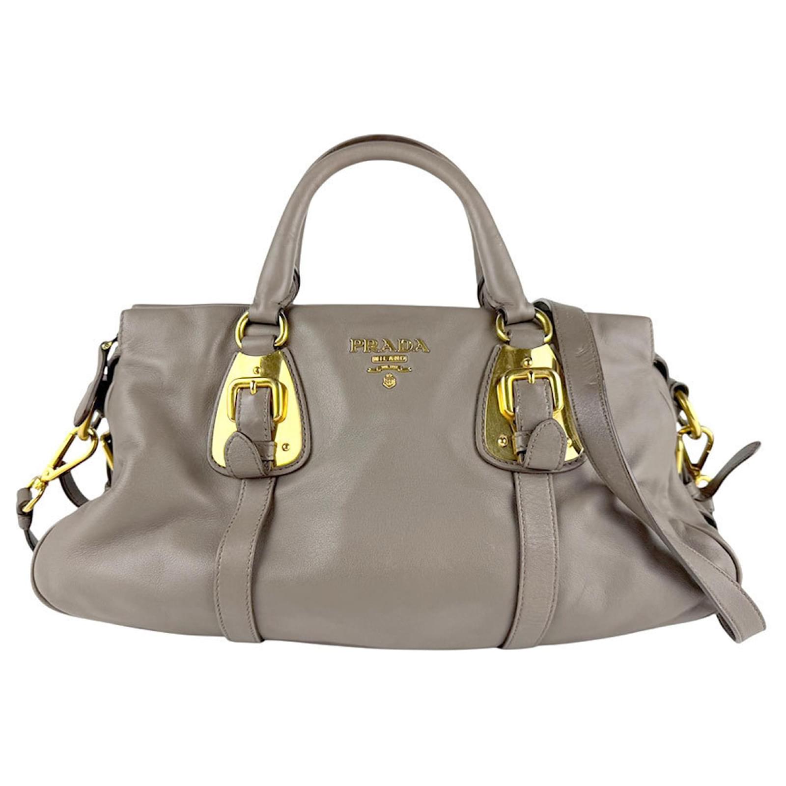Prada Gray Leather Handbag Brown ref.2636049 - Joli Closet