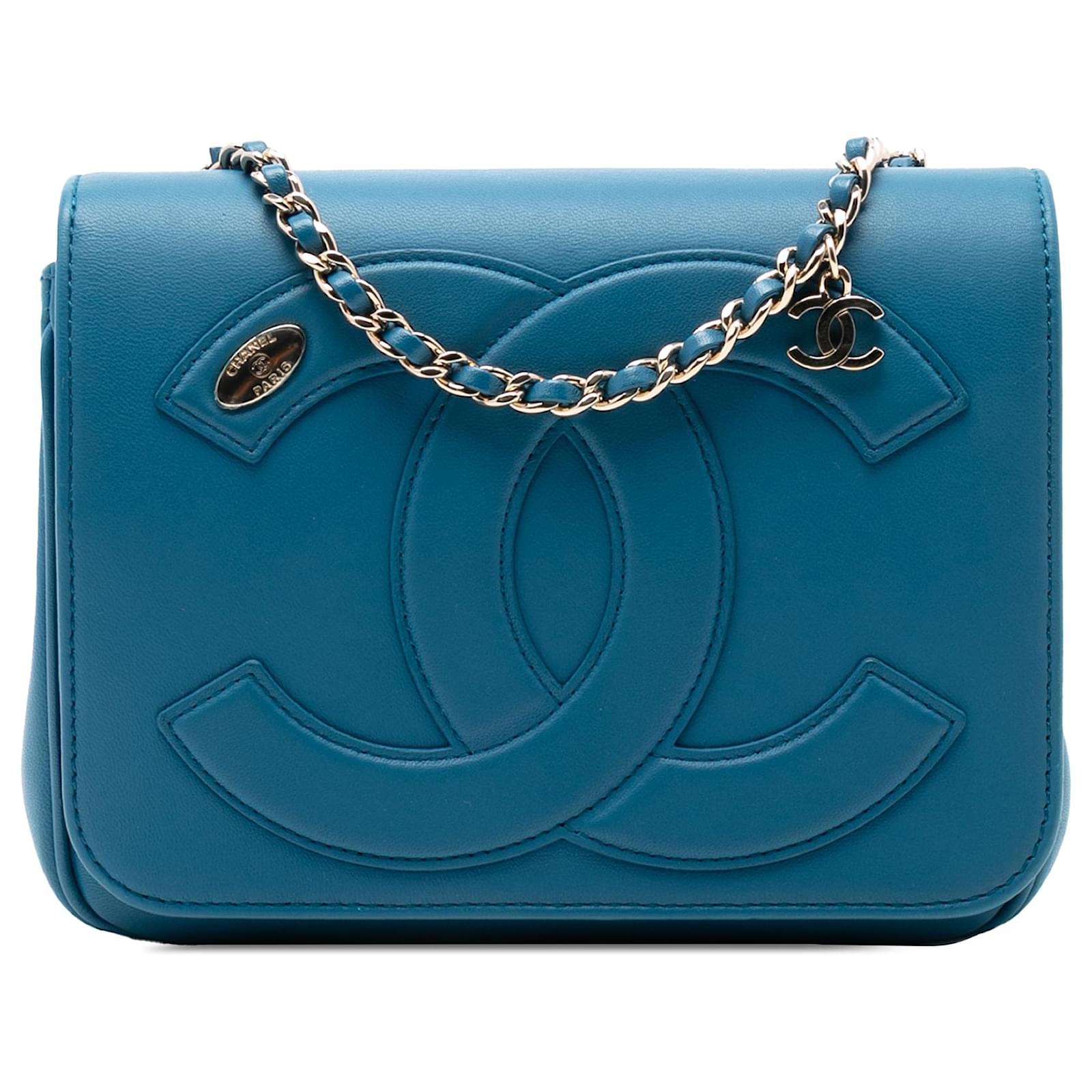 Chanel Blue Lambskin CC Mania Flap Leather ref.JC2636313 (Sold) - Joli ...