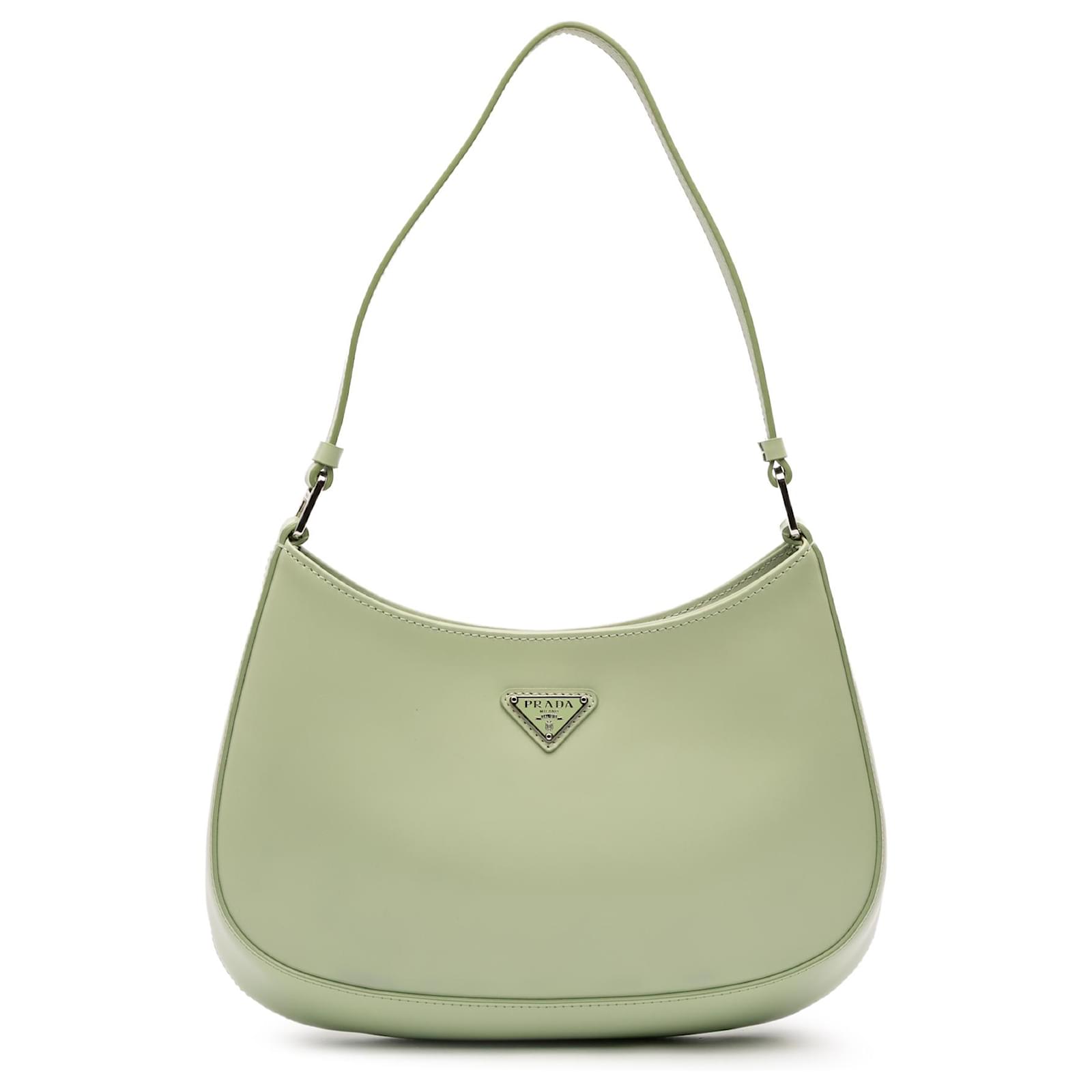 Prada Green Spazzolato Cleo Shoulder Bag Light green Leather Pony-style ...