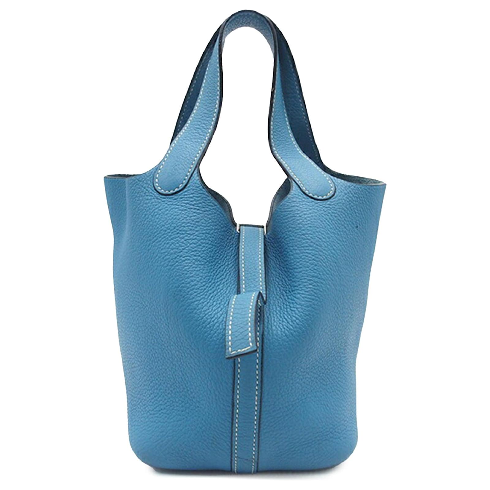 Hermès Blue Clemence Picotin 18 Leather Pony-style calfskin ref ...