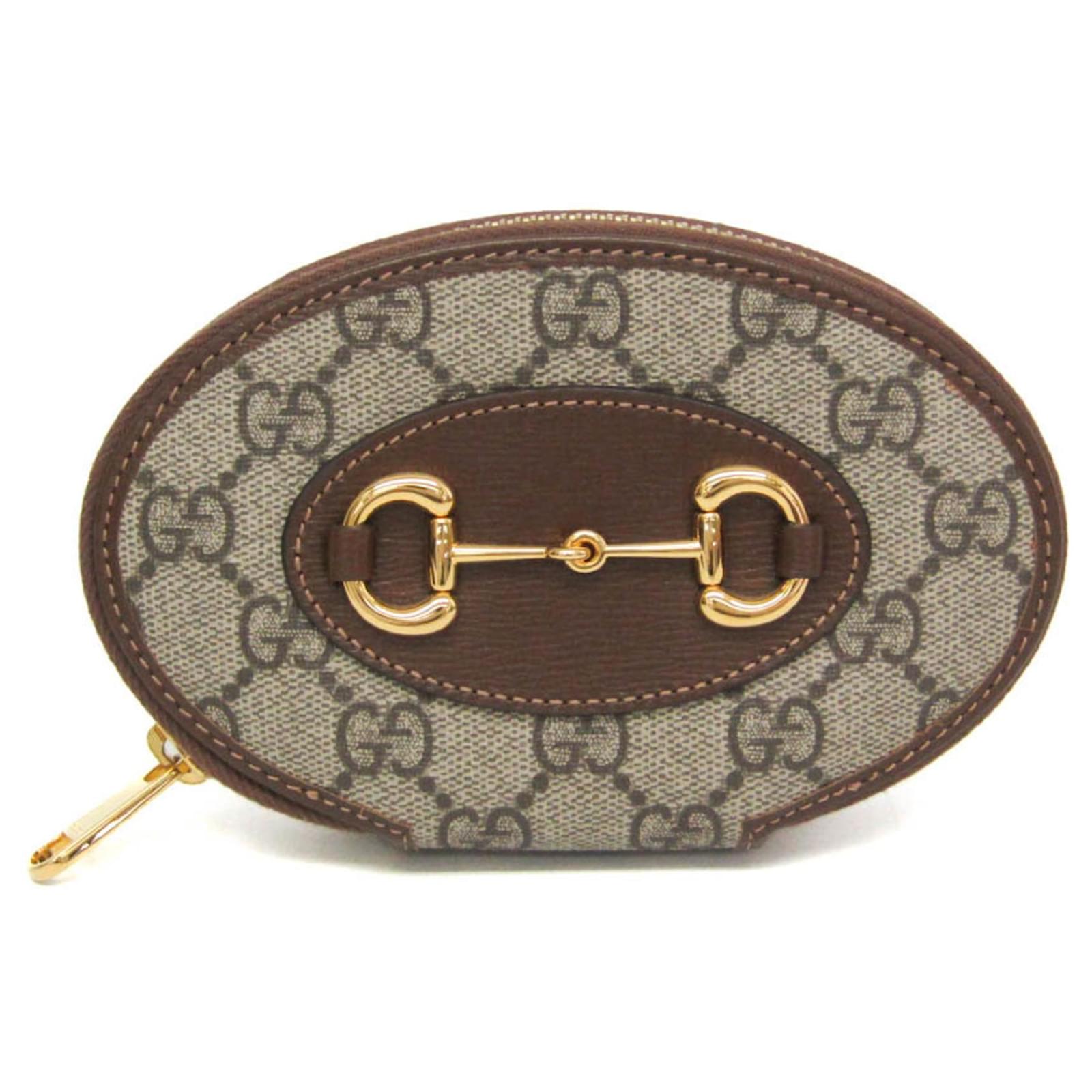 Gucci GG Supreme Horsebit Coin Purse Brown Beige Leather Plastic ref ...