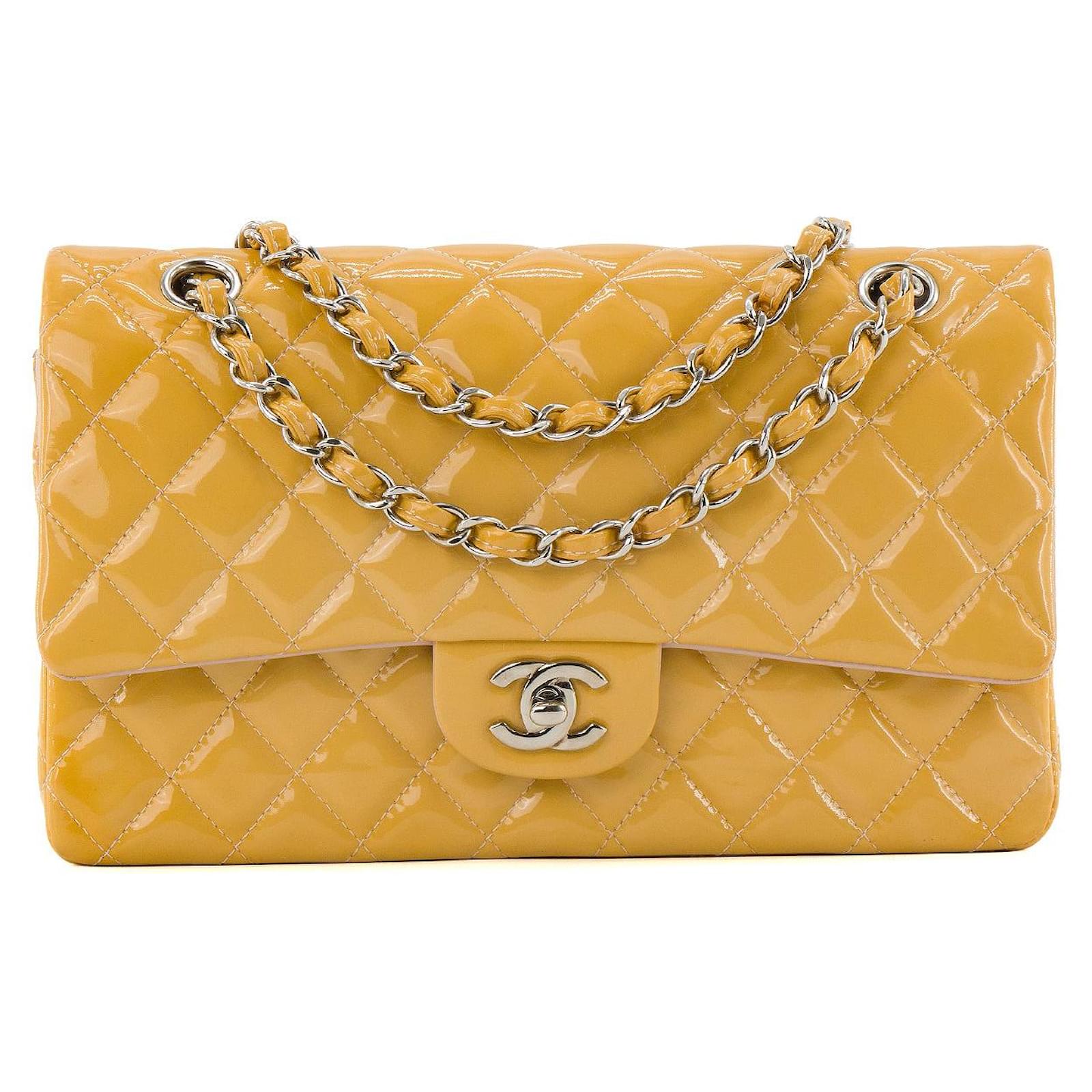 CHANEL - Classic/Timeless 11.12 Chanel Yellow Patent Leather Handbag ...