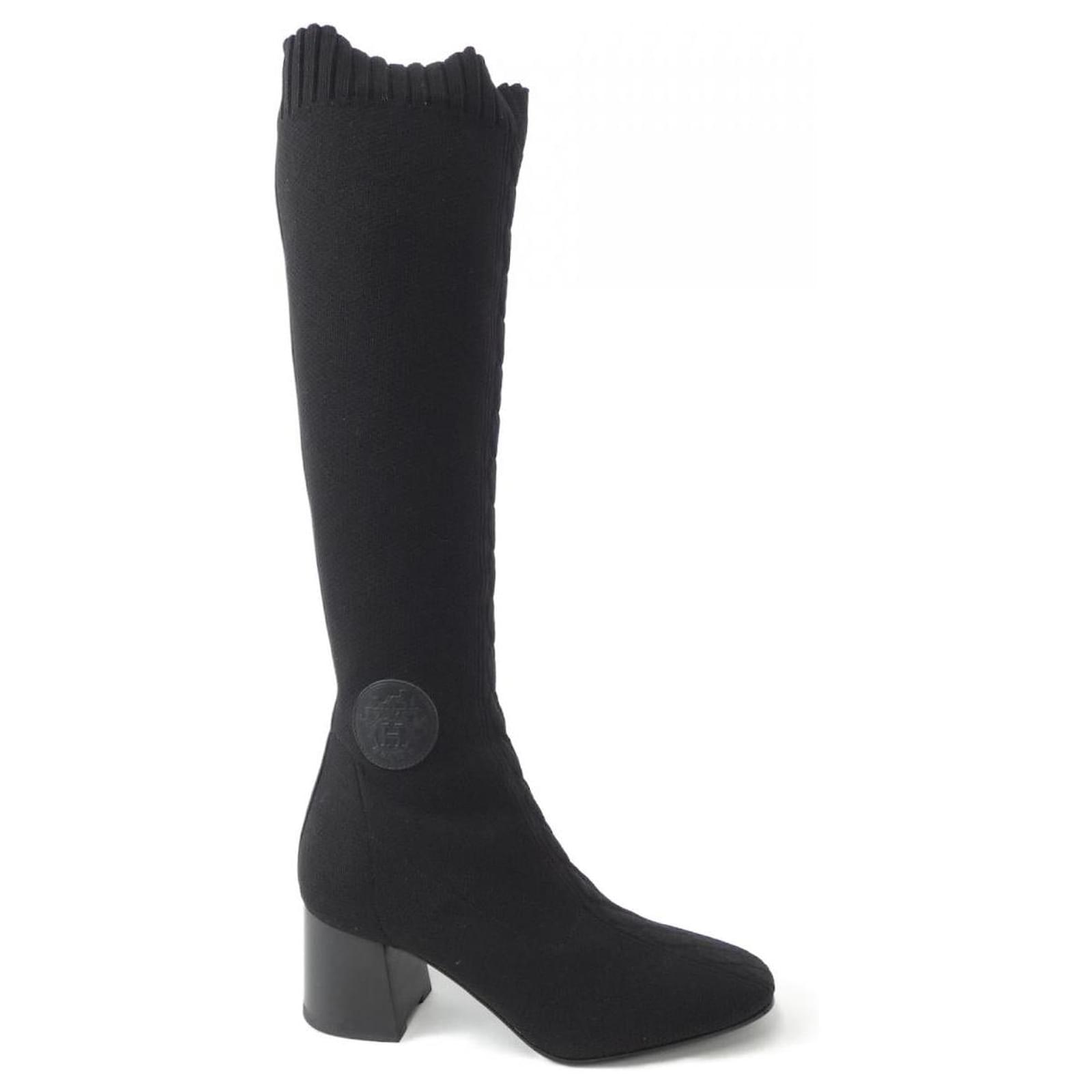 Hermès Hermes Knit Long Boots Black ref.2642443 - Joli Closet